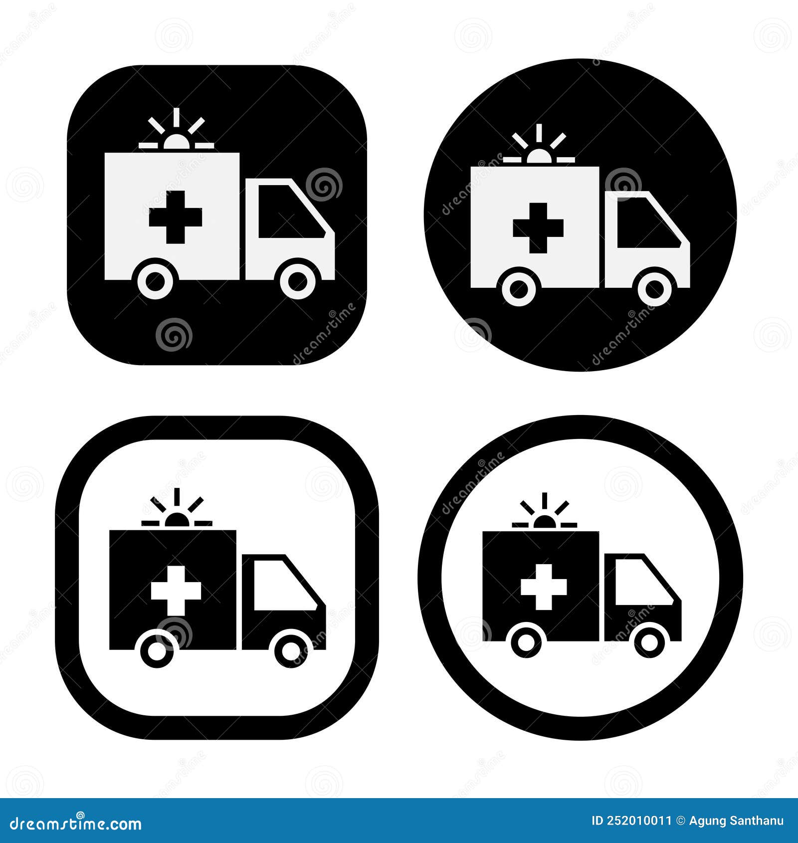 Set of Ambulance Icon, Outline Emergency Car, Care Medic Support Symbol ...
