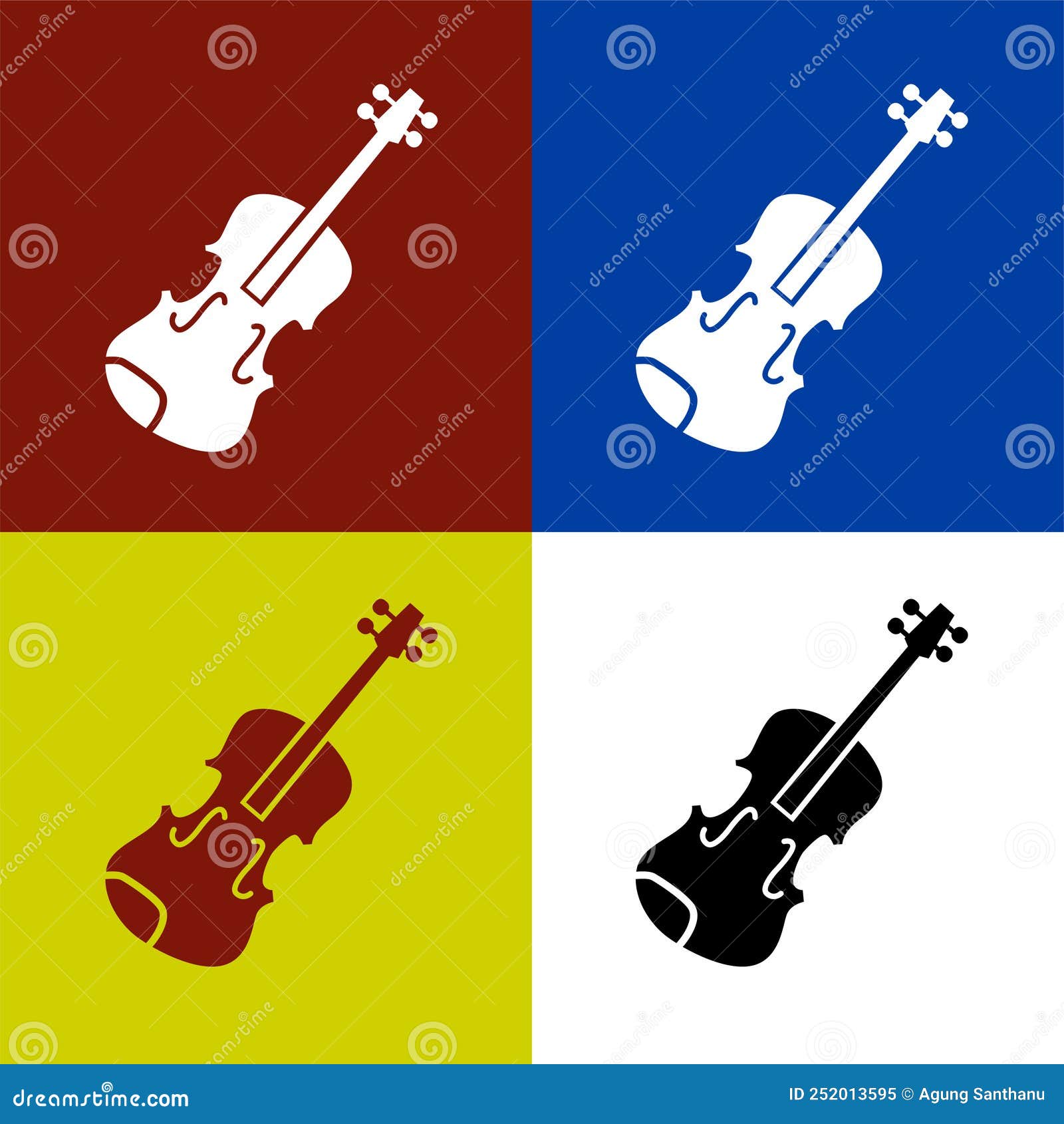 Set Of Violin Symbol Logo Flat Icon Vector Illustration Logo Isolated ...