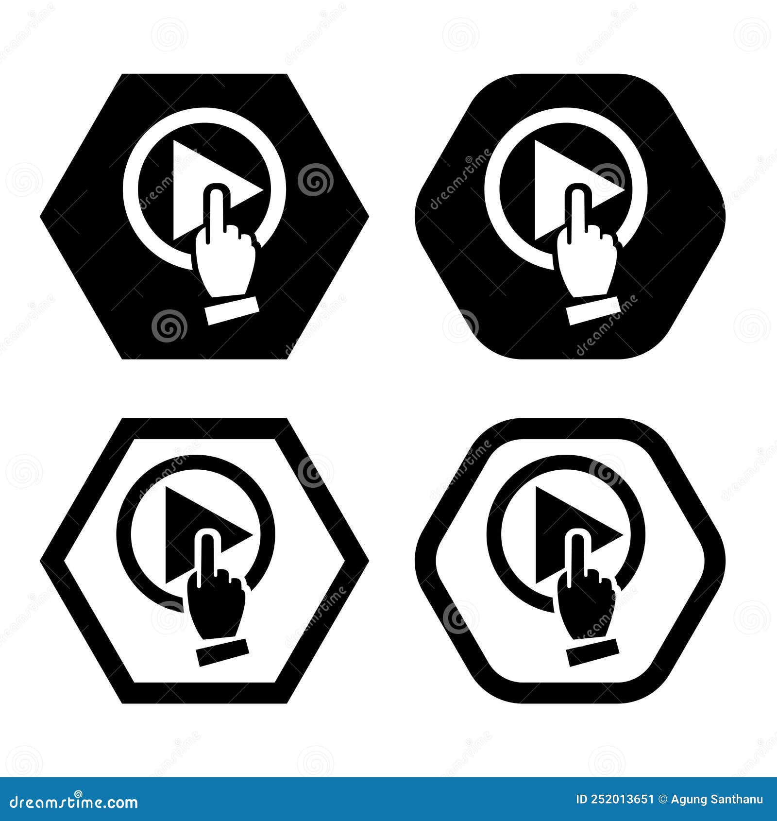 Set of Pressing Play Button Symbol Logo Flat Icon Vector Illustration ...