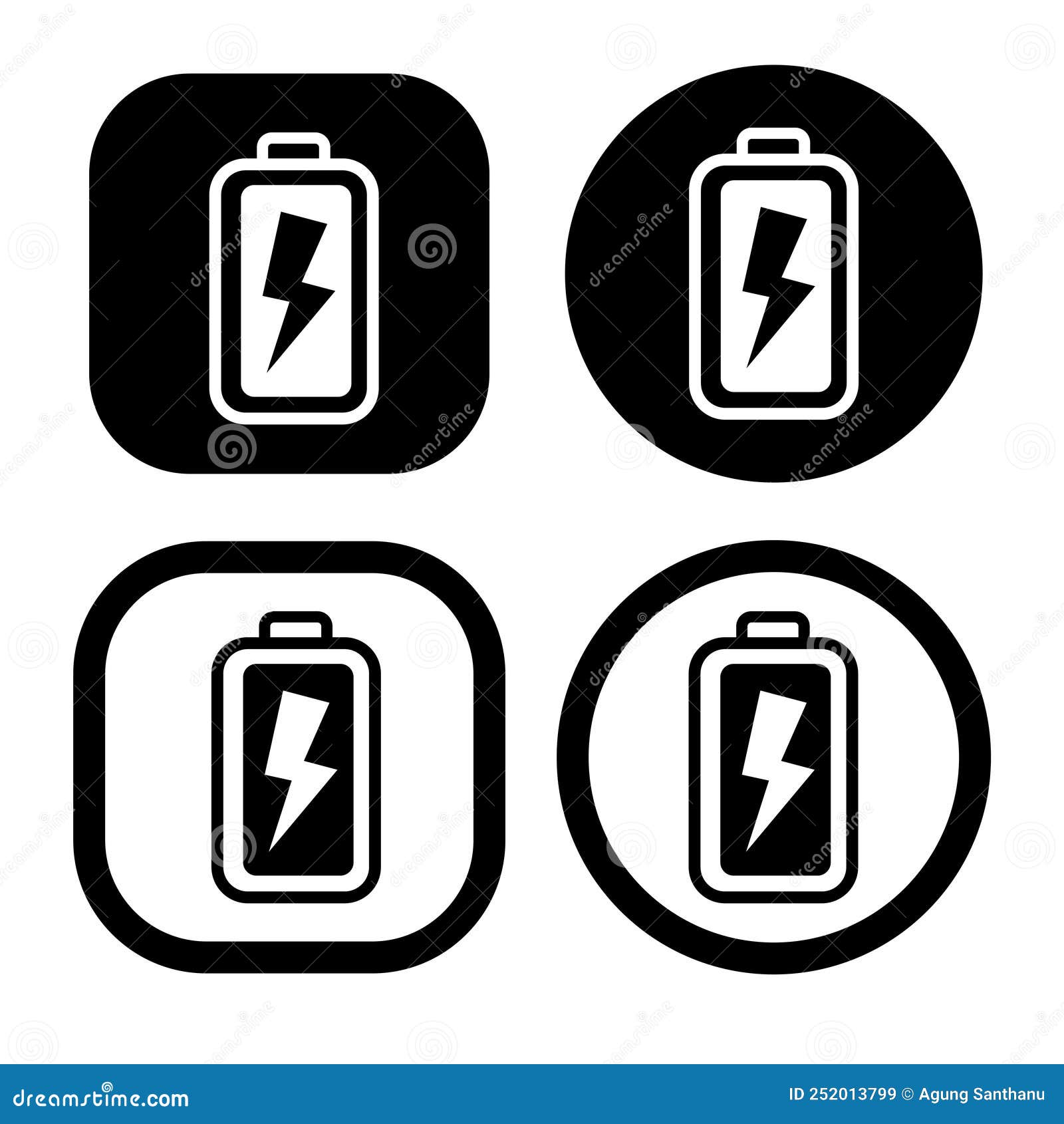 Set of Full Battery Charge Logo Flat Icon Vector Illustration Logo ...