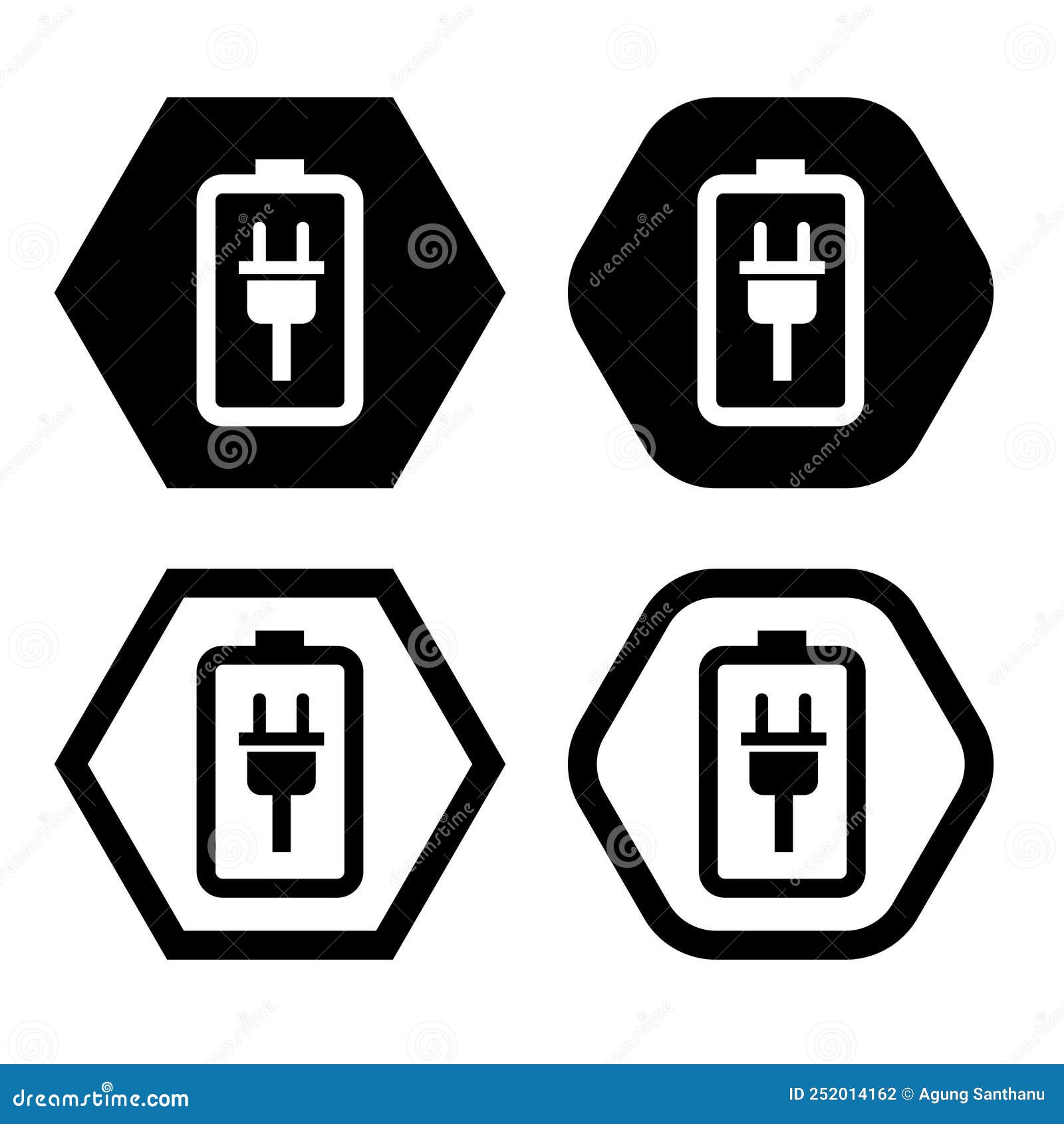 Set of Low Power Battery Charge Logo Icon Vector Illustration Logo ...