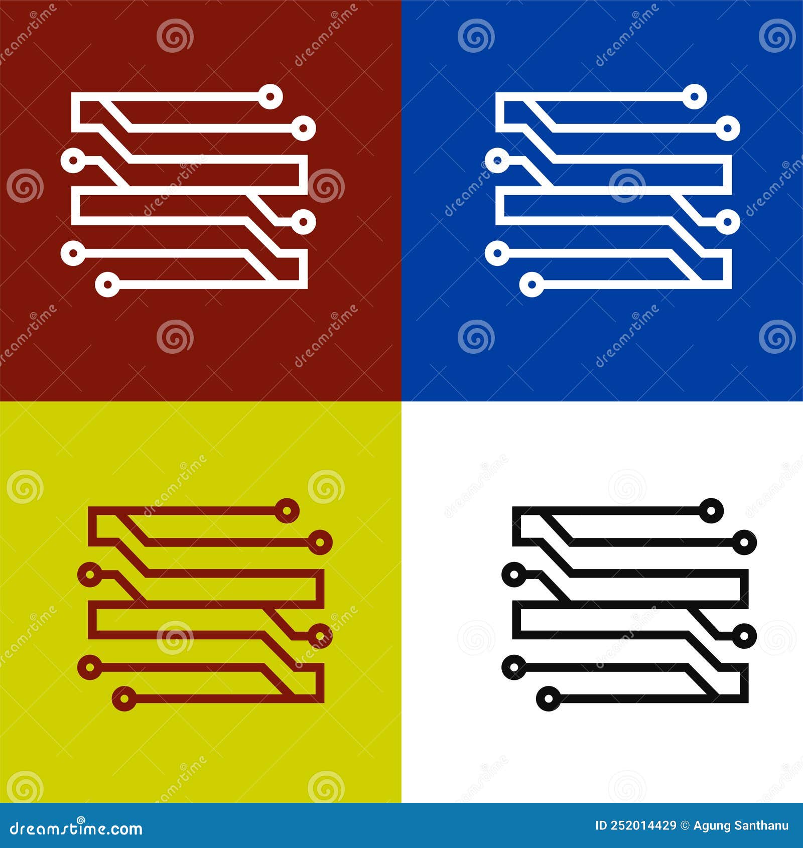 Electronic Circuit Icon Logo Vector Illustration. Flat Design Style ...