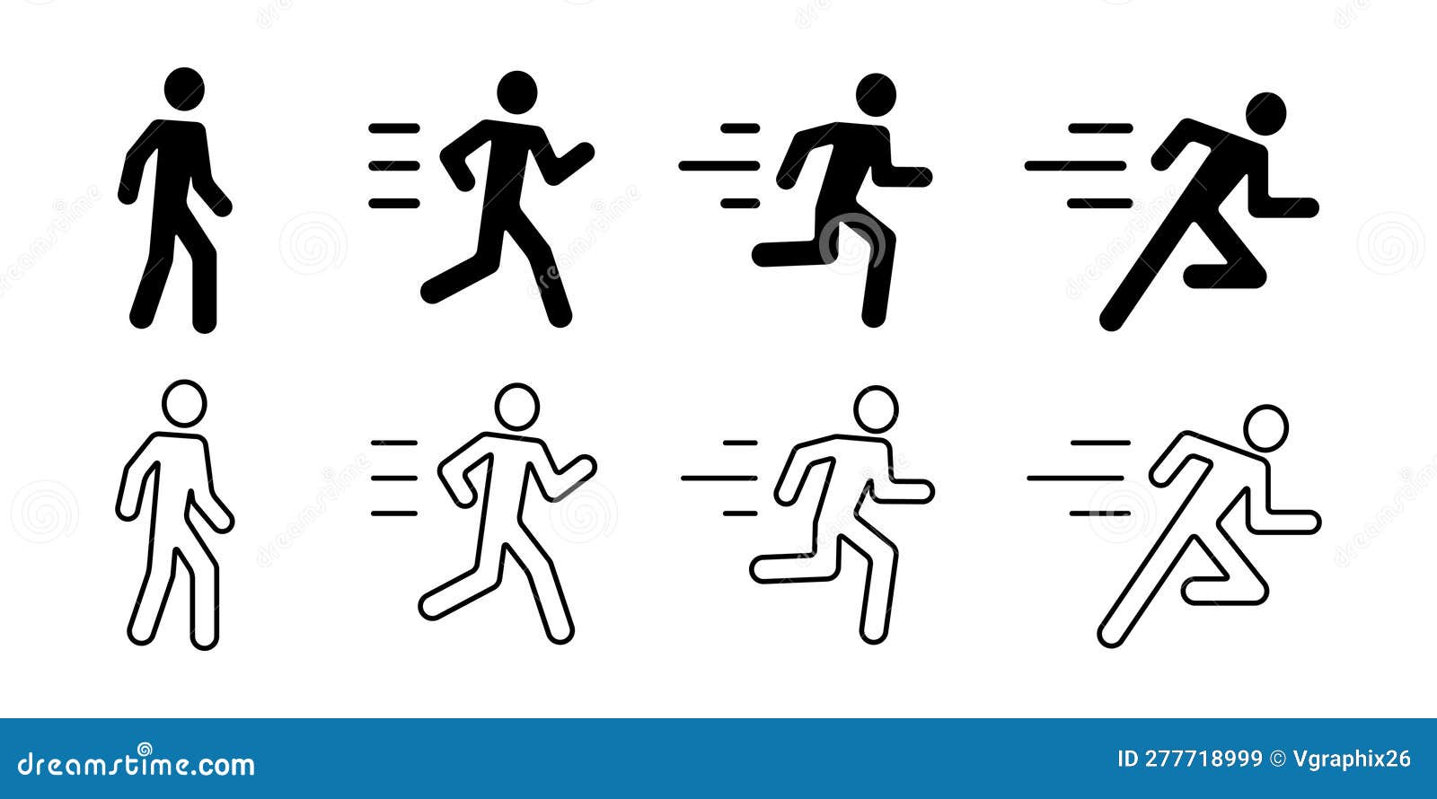Speed Up, Walking Man, a Man Running at a Great Speed. Vector ...