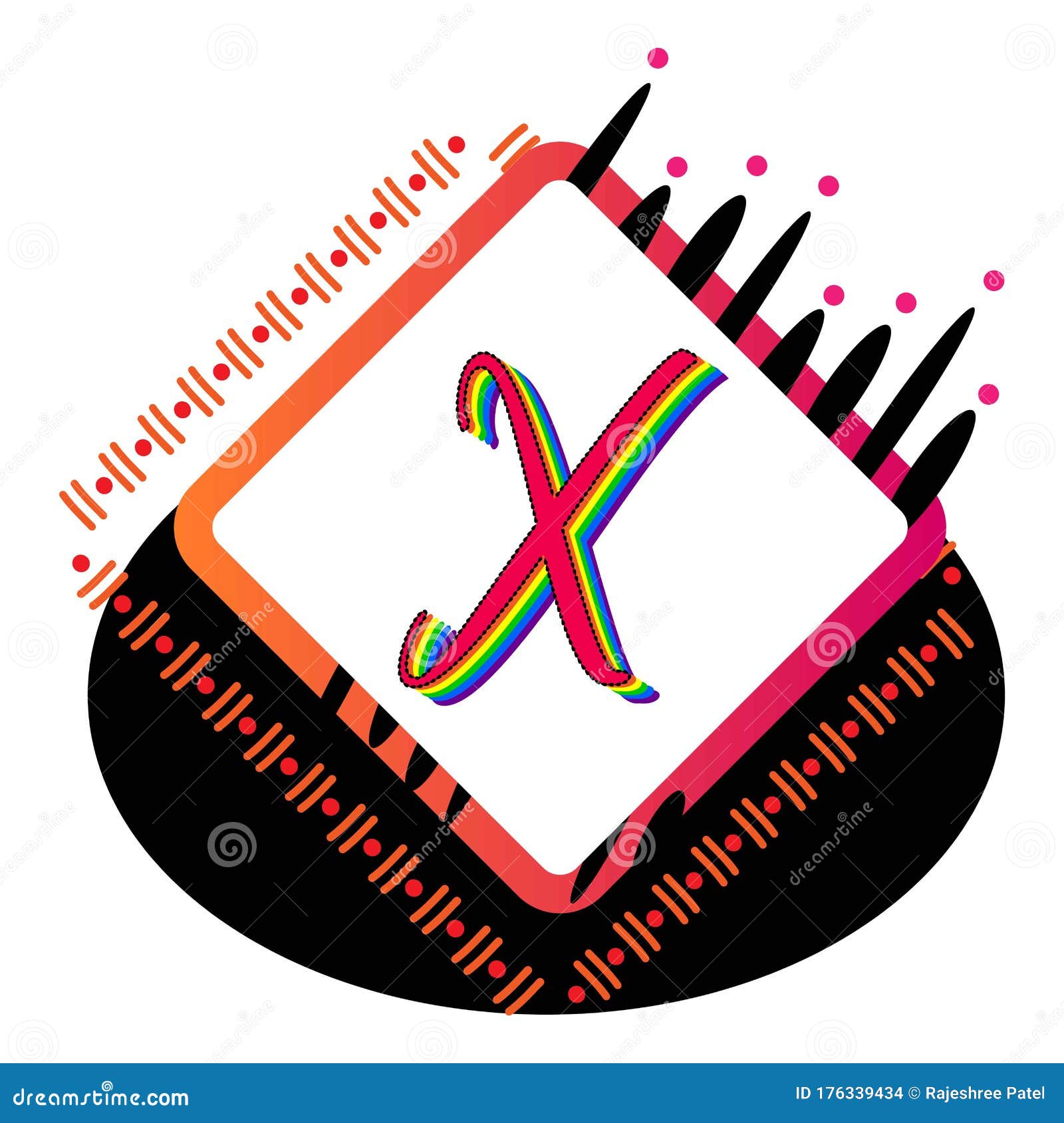 X Letter. Alphabet X Sticker. Rainbow Style Character on Abstract ...