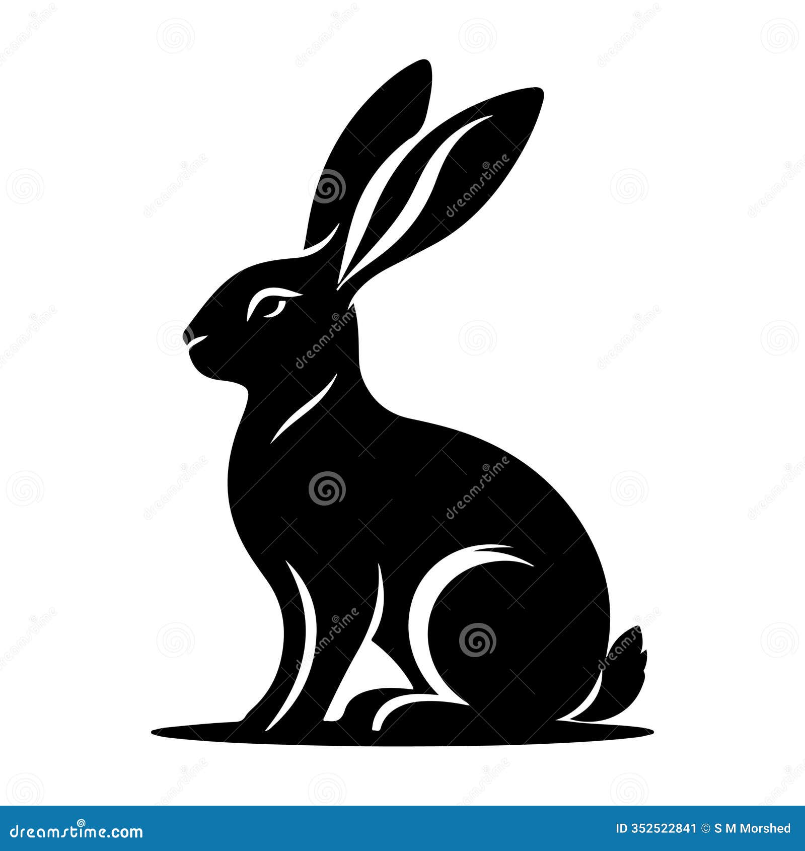 Rabbit Silhouettes in Various Poses for Designers. Stock Illustration ...
