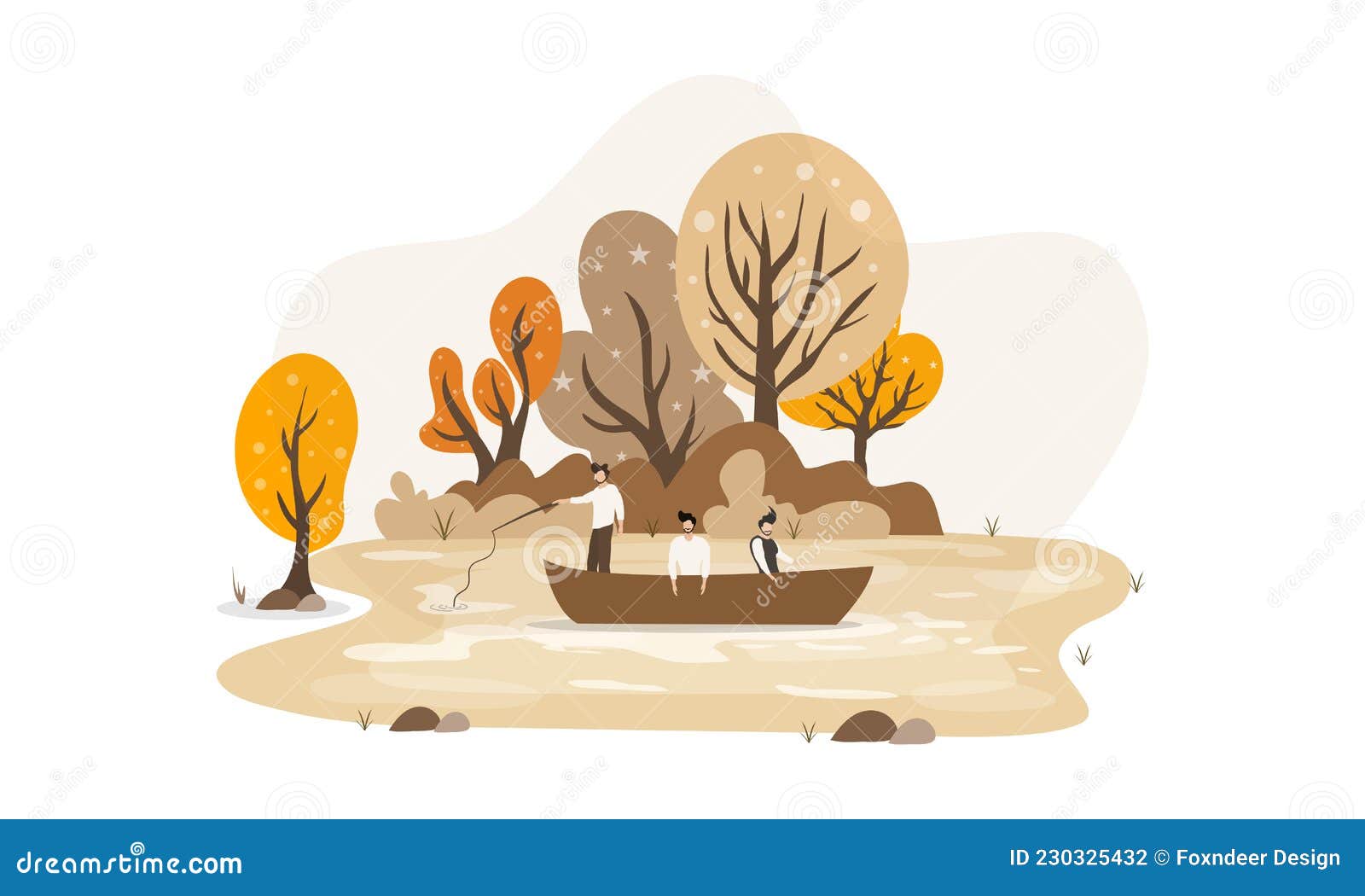 Fishing And Wild Predators Blue Background Small Flock Fish. Cartoon ...