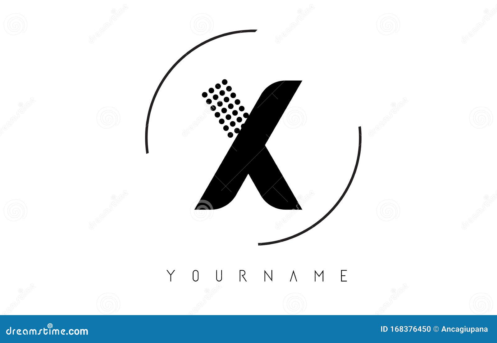 X Black Dotted Letter Logo with a Circular Rounded Frame Stock Vector ...
