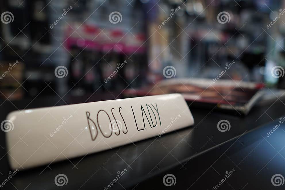 Boss Lady Text on the Desk Plate Stock Image - Image of idea, wooden ...