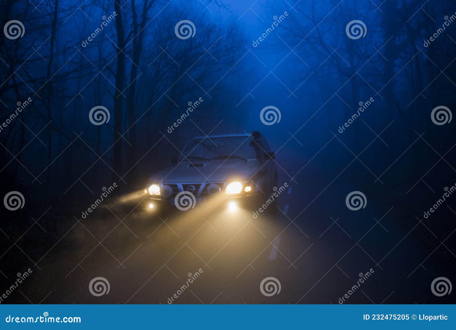 4x4 Car in the Mist Forest in Osona, Barcelona, Spain Editorial Image ...
