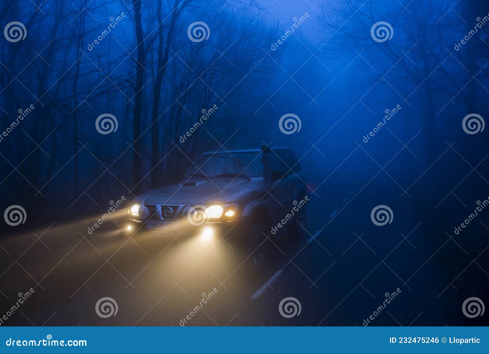 4x4 Car in the Mist Forest in Osona, Barcelona, Spain Editorial Photo ...