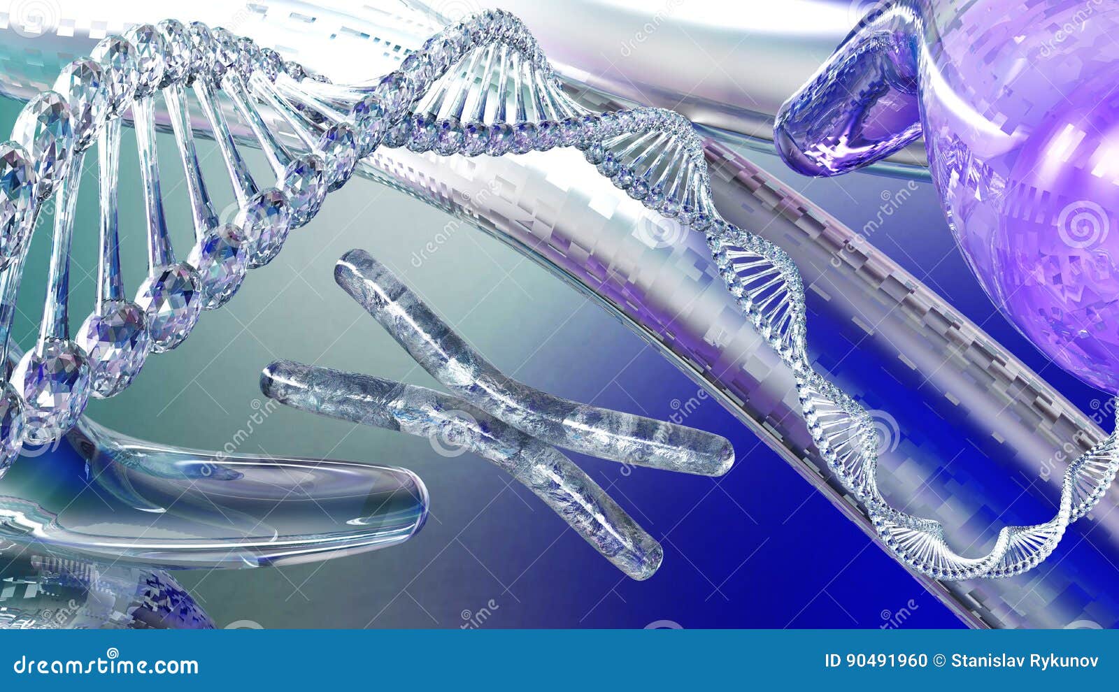 X Chromosome, Spiral DNA, 3d Rendering. Stock Illustration ...