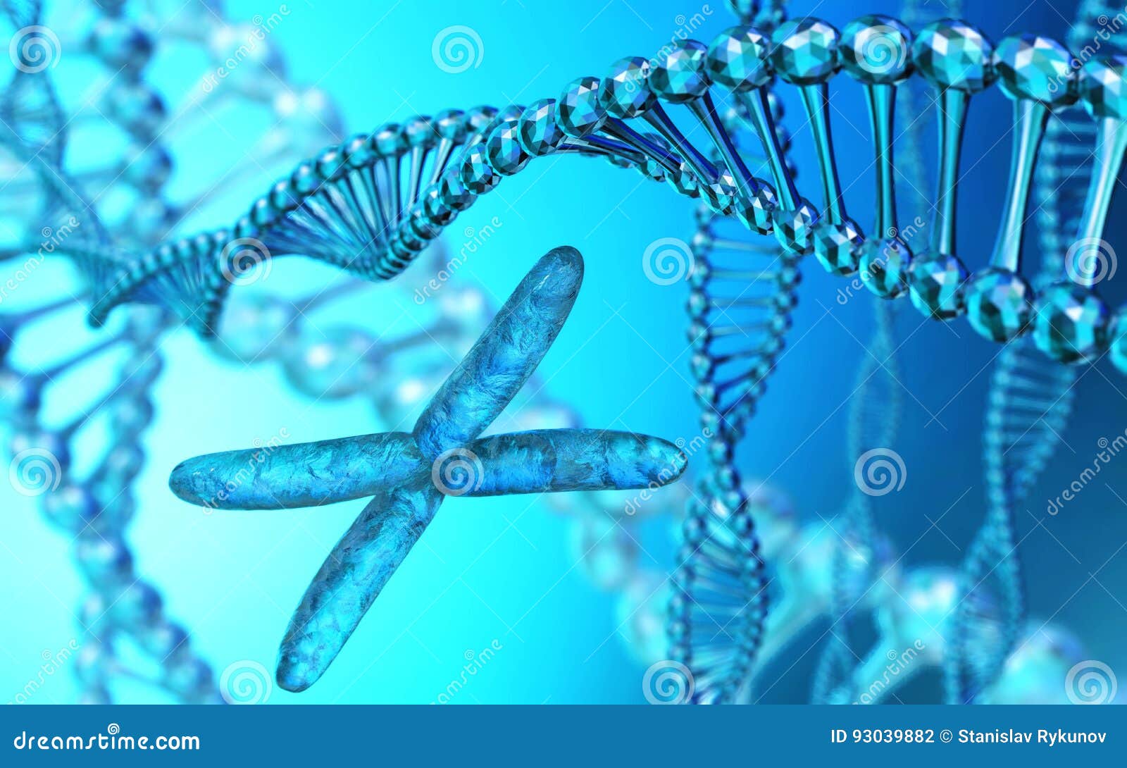 X Chromosome, Spiral DNA, 3d Rendering. Stock Illustration ...