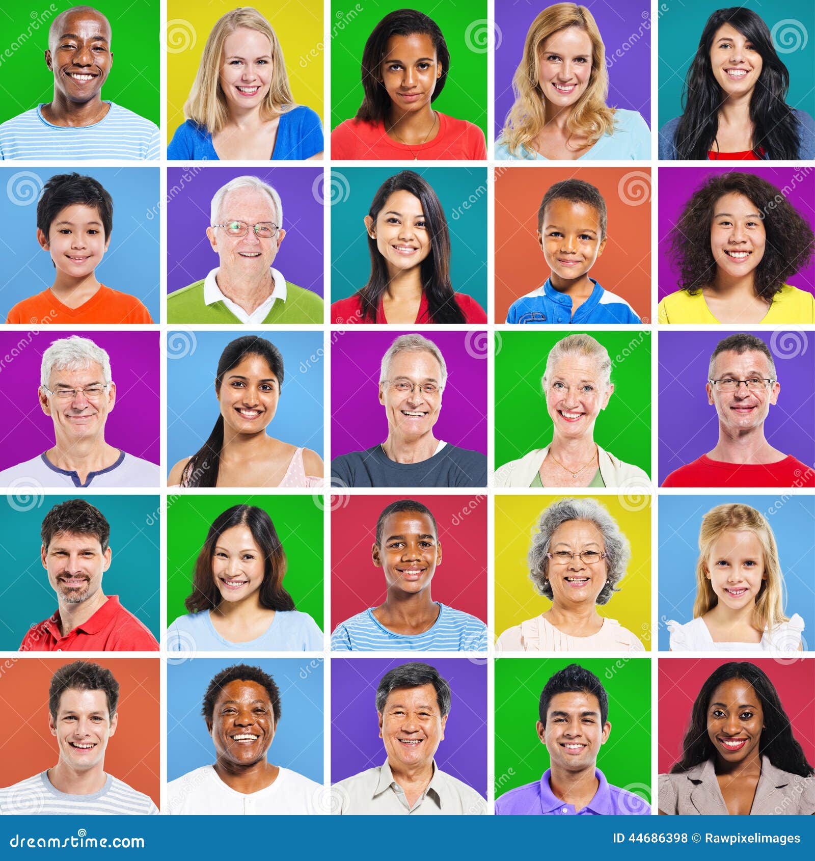 5 X 5 Colourful Grid with Facial Expressions Stock Photo - Image of ...