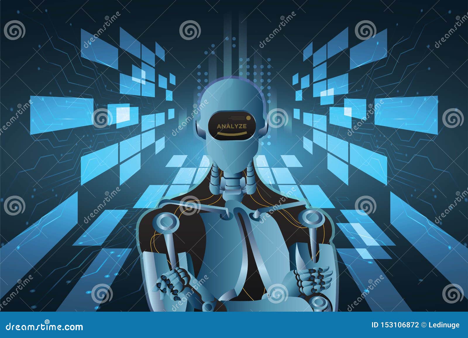 Futuristic Artificial Intelligence Robot Style Abstract Vector ...