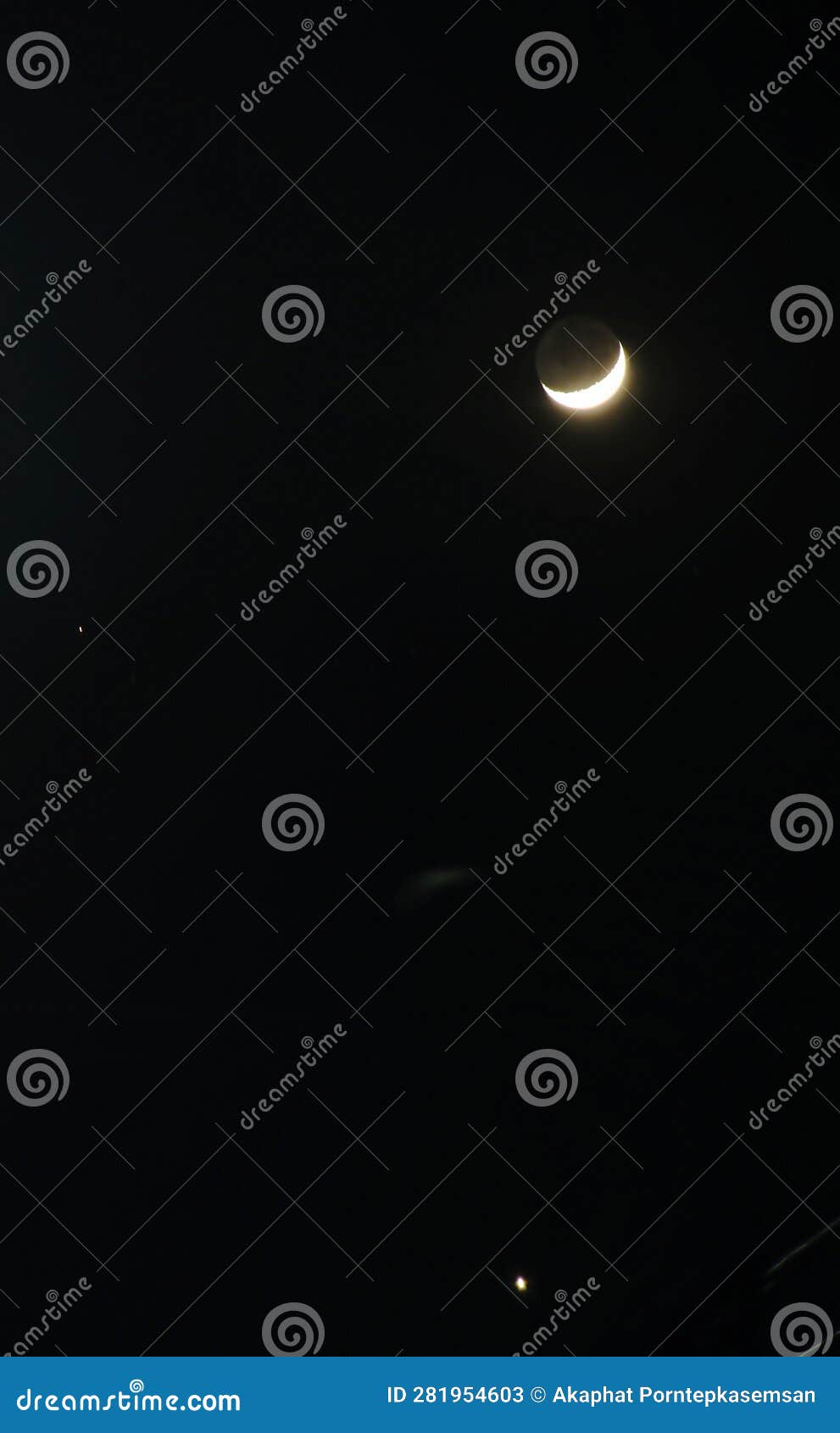 Half Moon and Venus Arranging on Sky in Night Stock Image - Image of ...