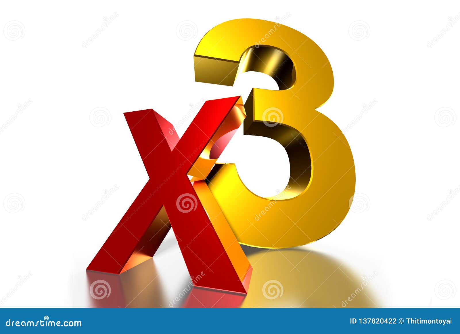 X3 gold and red 3D. stock illustration. Illustration of point - 137820422