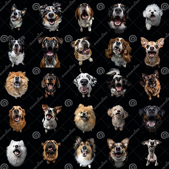 5x5 Grid Collage of an Array of Adorable Dogs Stock Illustration ...