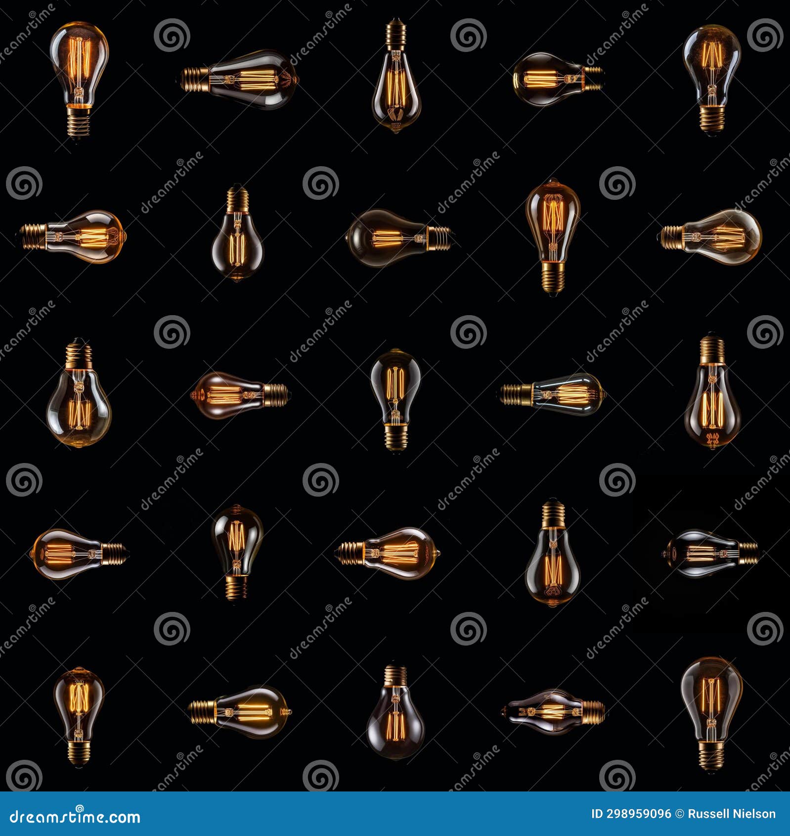 5x5 Grid Collage of Edison Light Bulbs Stock Illustration ...