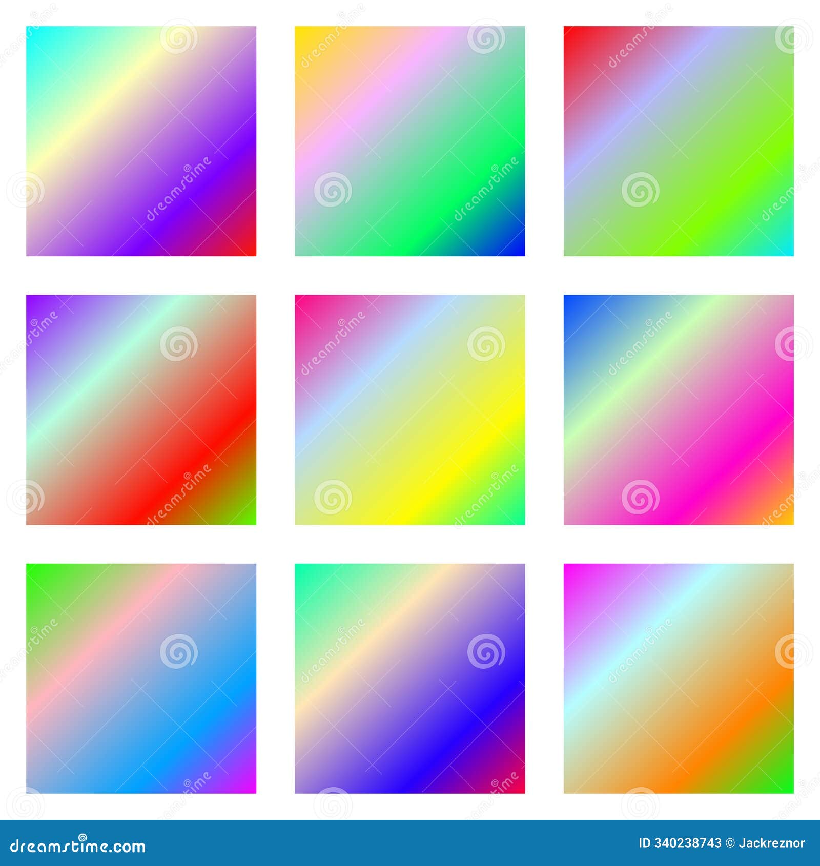 3x3 Grid of Colorful Gradient Tiles Stock Illustration - Illustration ...