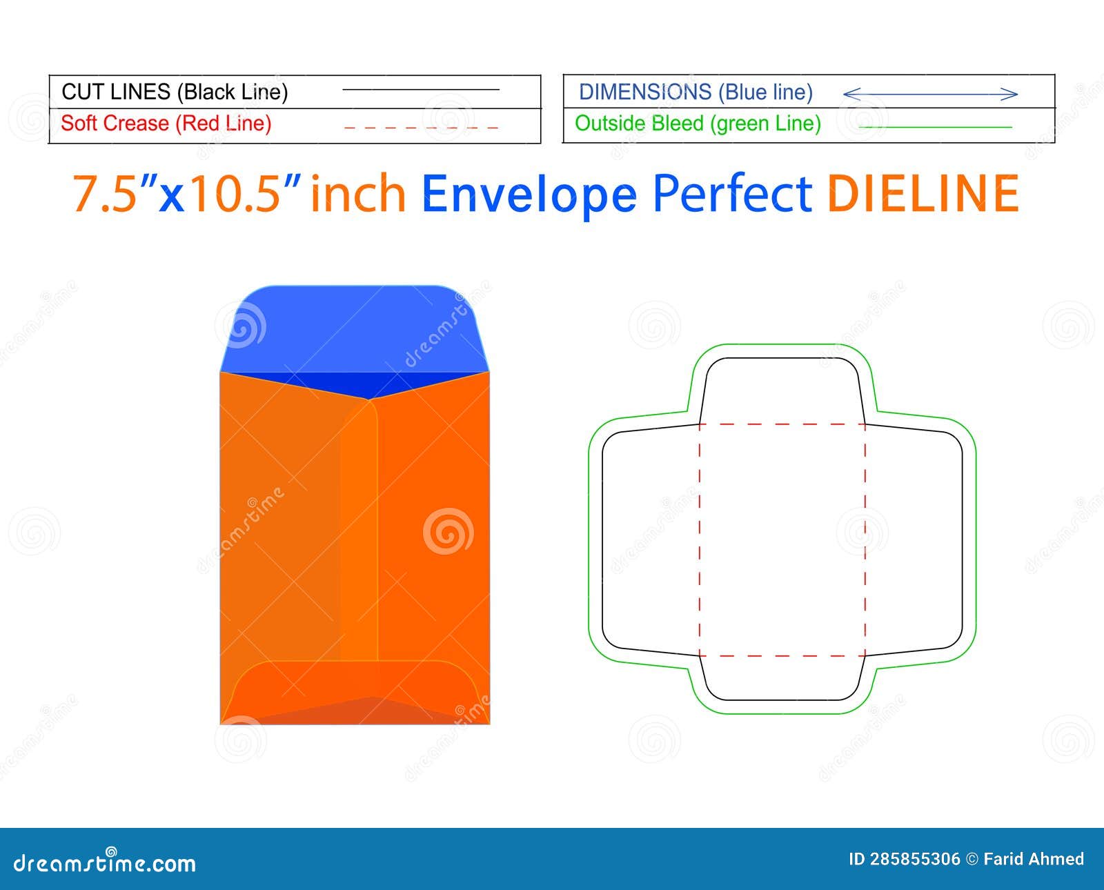 3x4.875 Inch Packaging Catalog Envelope Or Open End Envelope Dieline ...