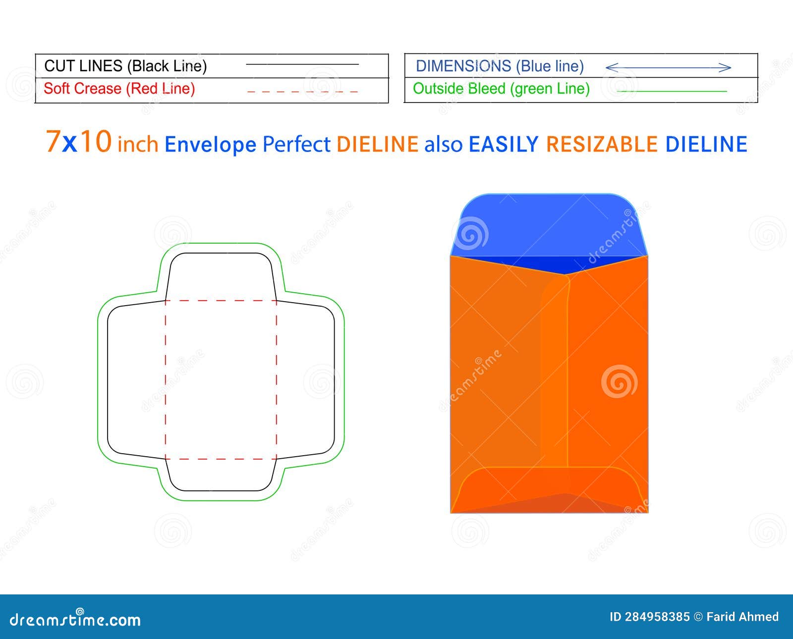 7x10 Inch Policy Open End Envelope or Catalogue Envelope Dieline ...