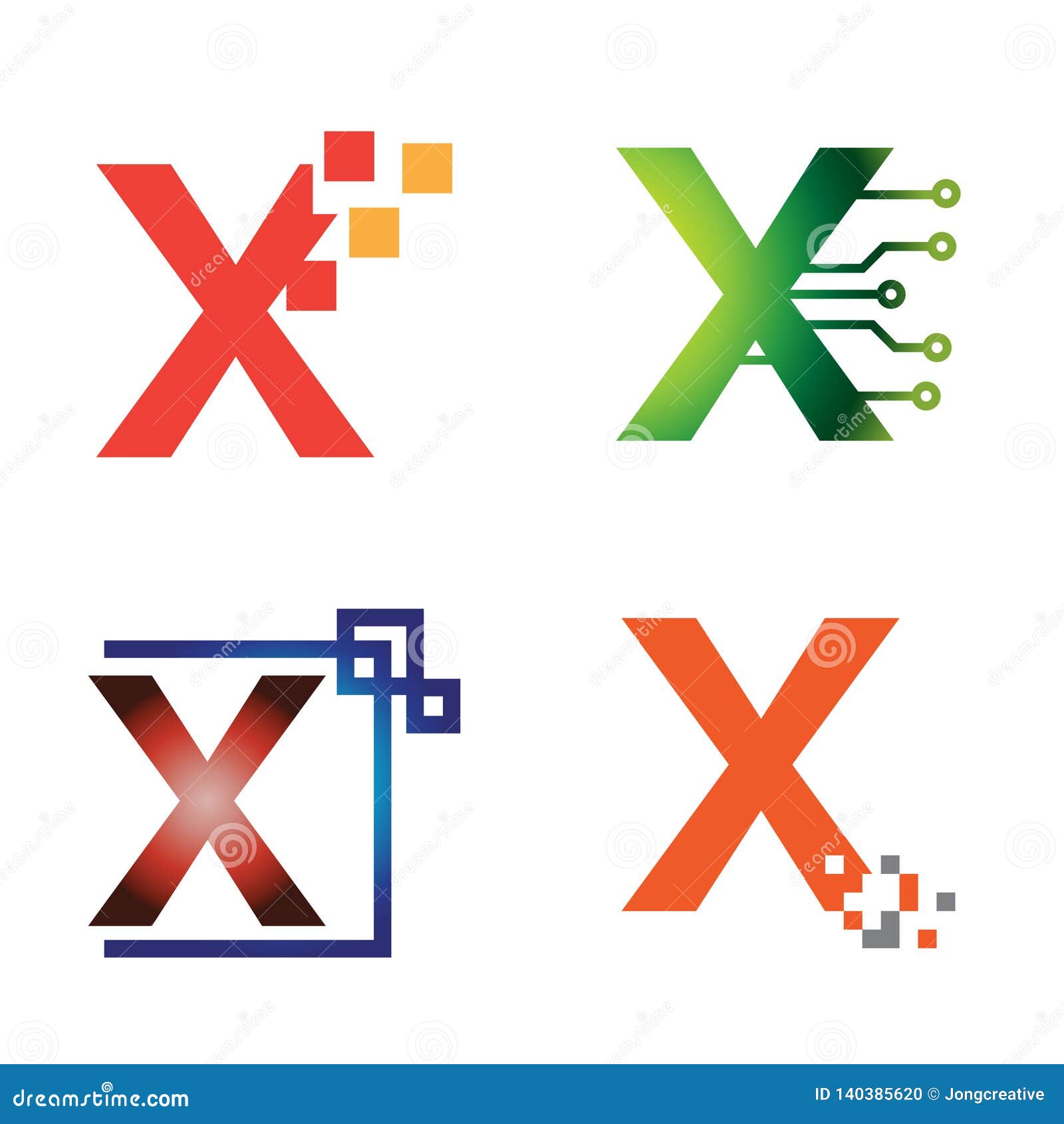 X Initial Letter Technology Logo Symbol Collection Stock Vector ...