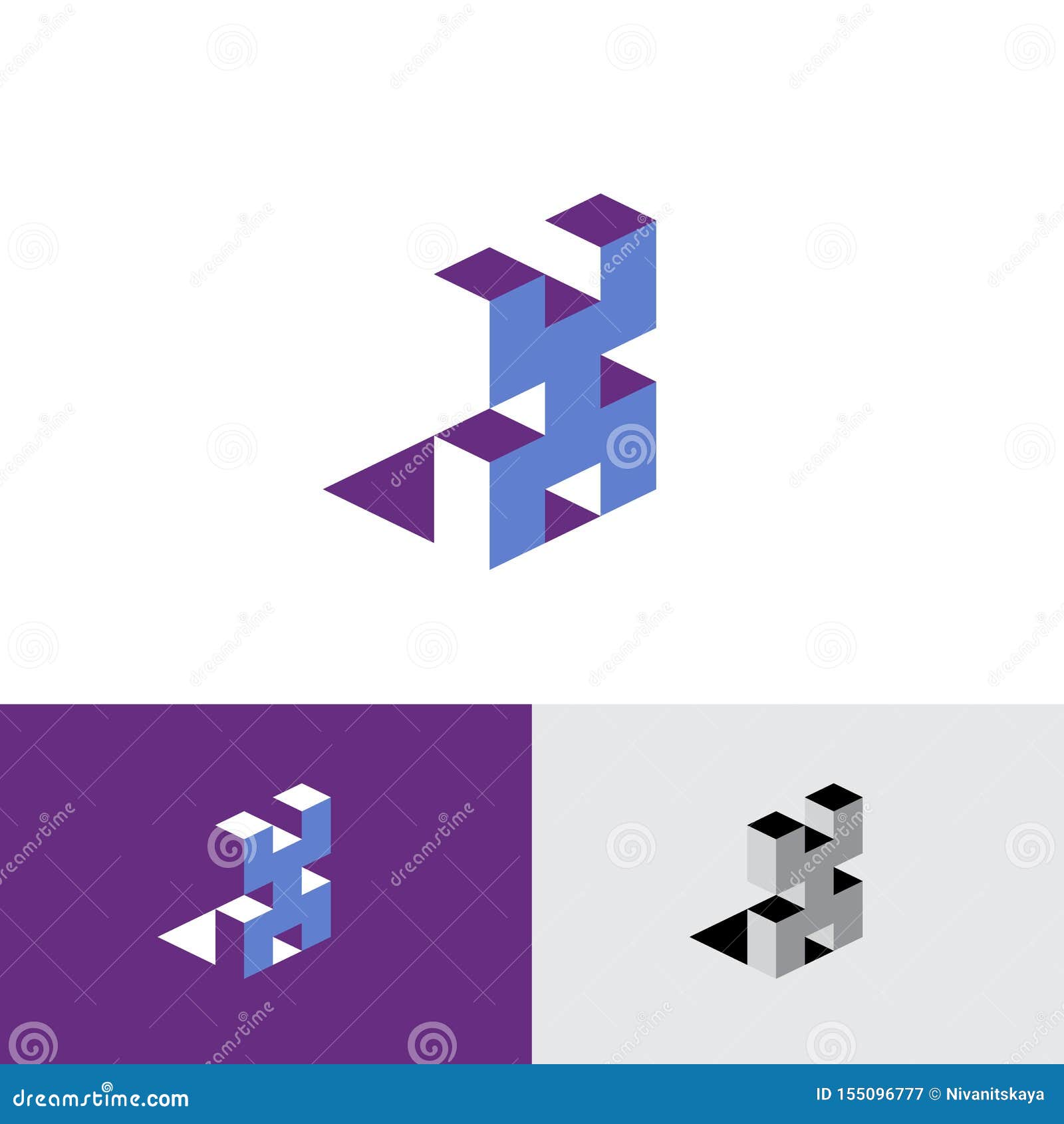 X Letter Isometric Logo. Isometric Typographic X Monogram As Cubes ...