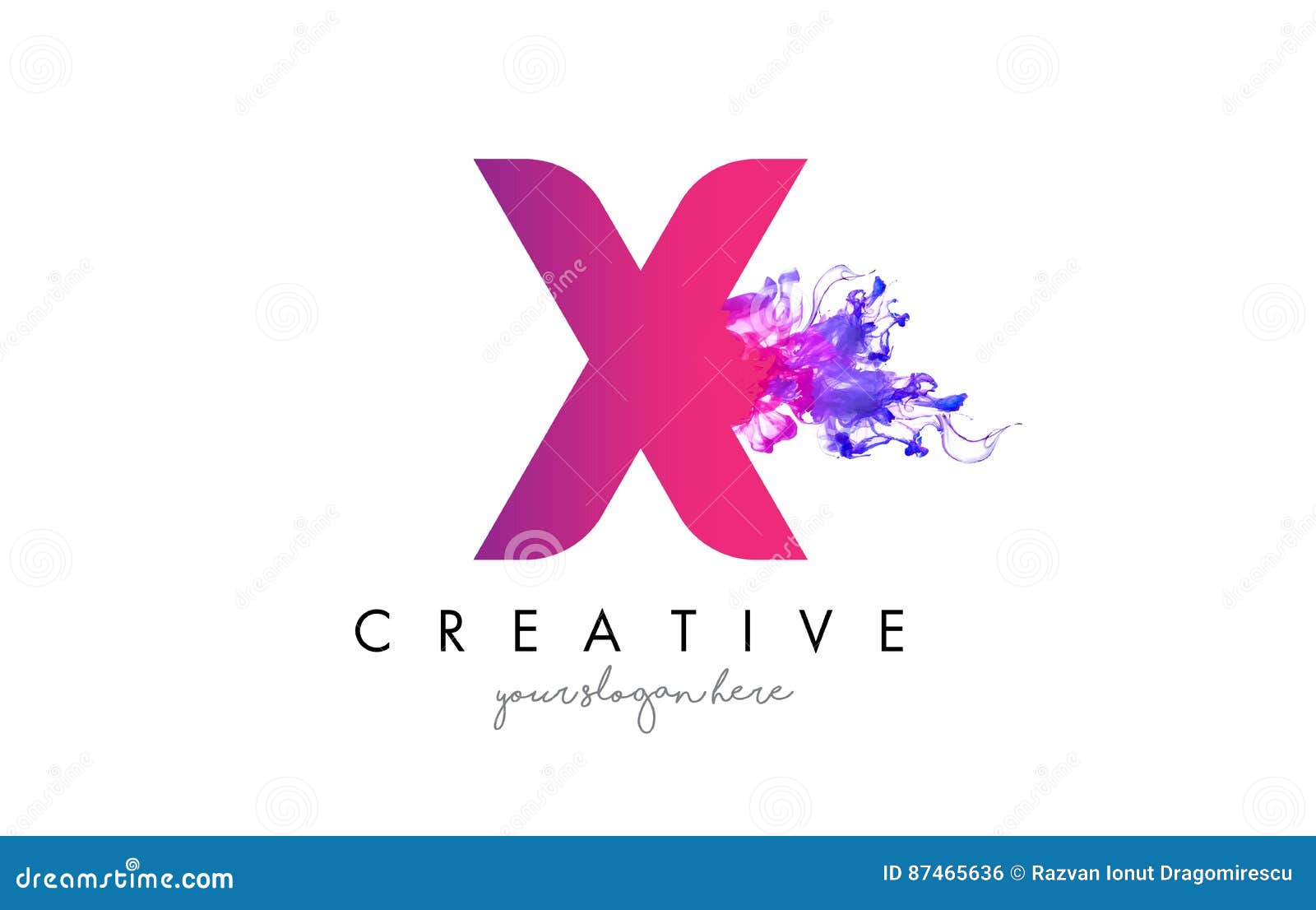 X Letter Logo Design with Ink Cloud Flowing Texture. Stock Vector ...