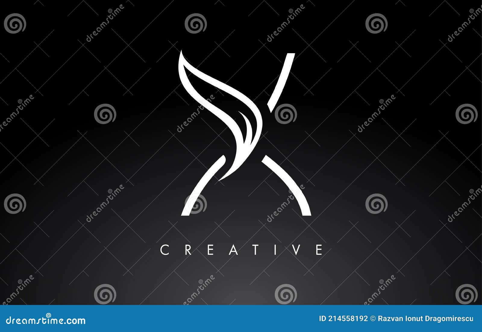 X Letter Logo with Monogram Leaf Concept in Black and White Colors ...