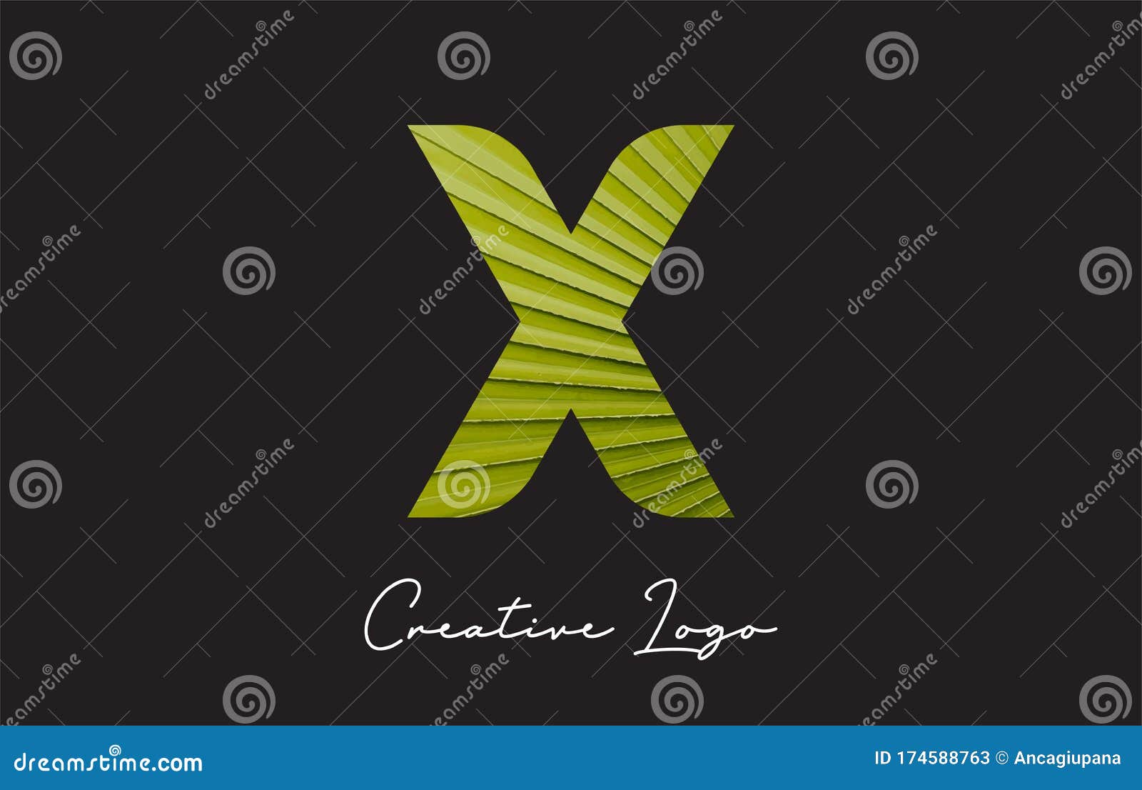 X Letter Logo with Palm Tree Leaf Pattern Design Stock Vector ...