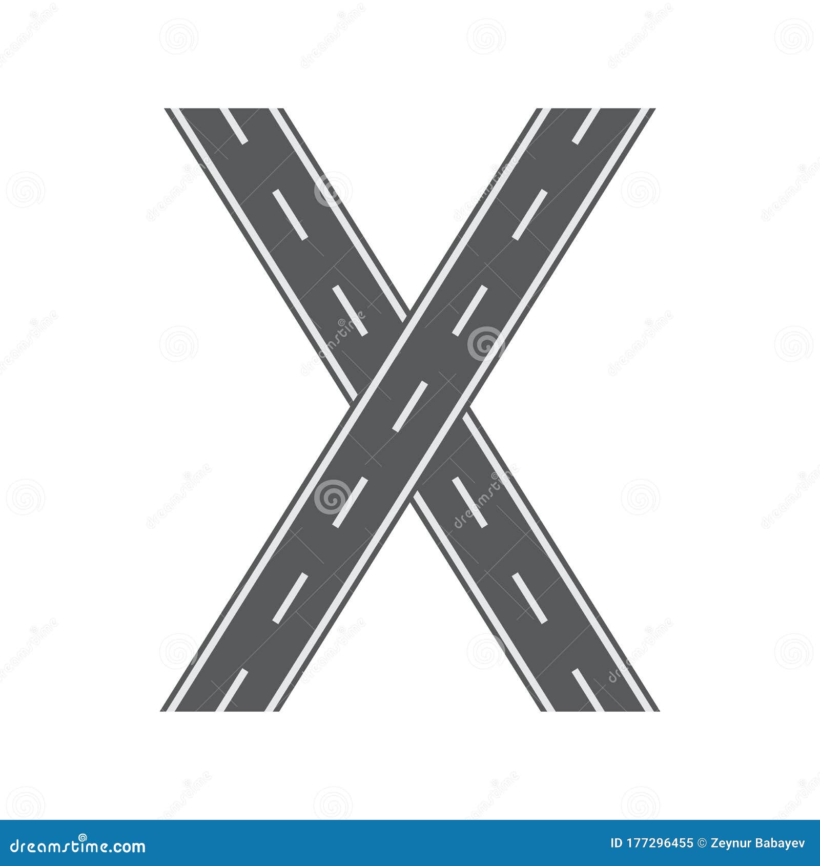 X Letter for Road or Street Font. Flat and Solid Color Vector ...