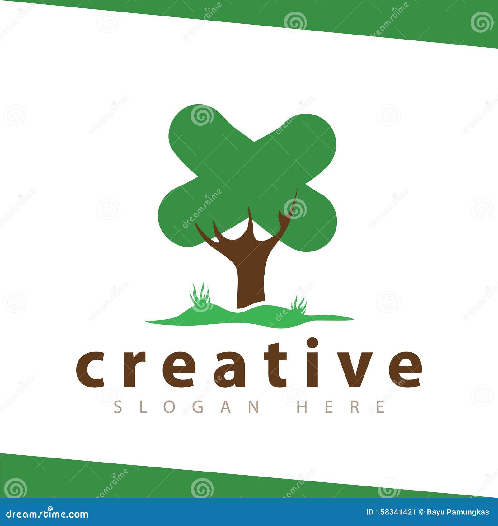 X Letter Tree Green Logo Vector Template Stock Vector - Illustration of ...