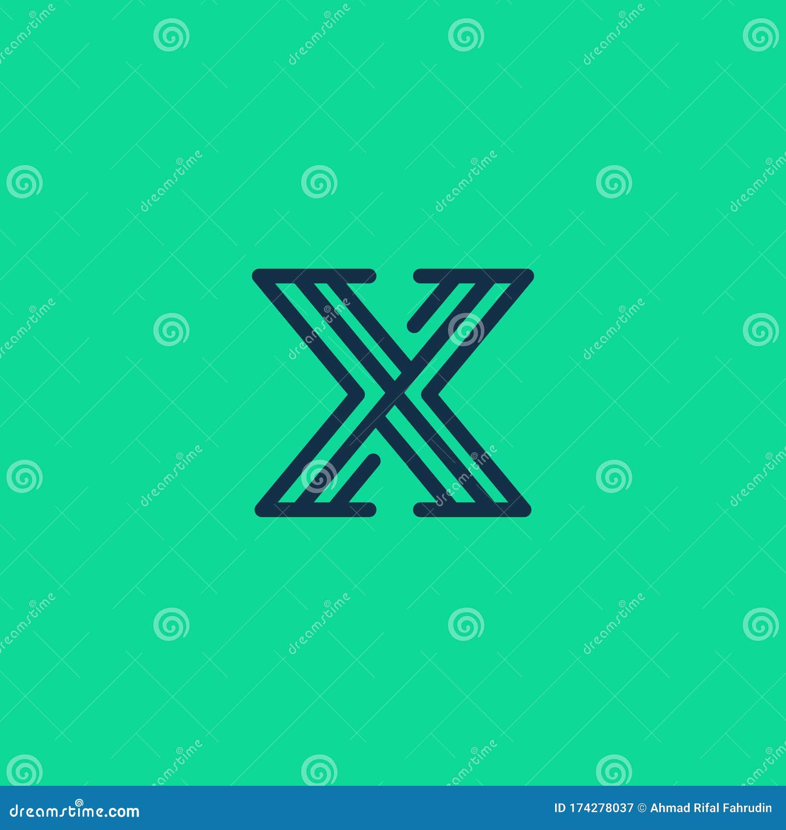 X Logo Initials, Line Art Outline Style Stock Illustration ...