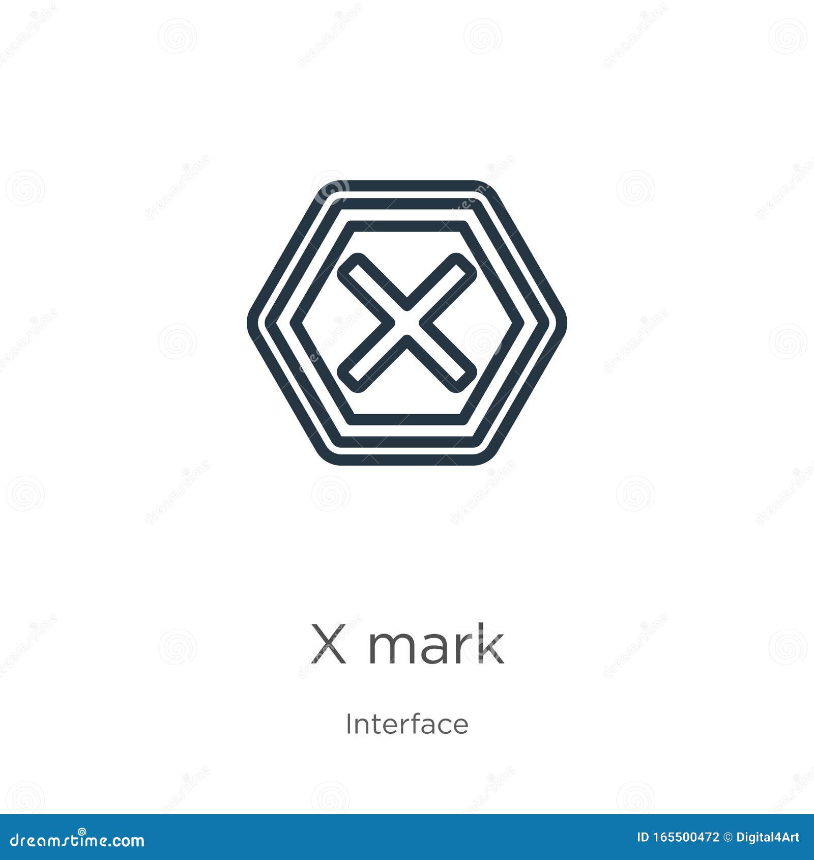X Mark Icon. Thin Linear X Mark Outline Icon Isolated on White ...