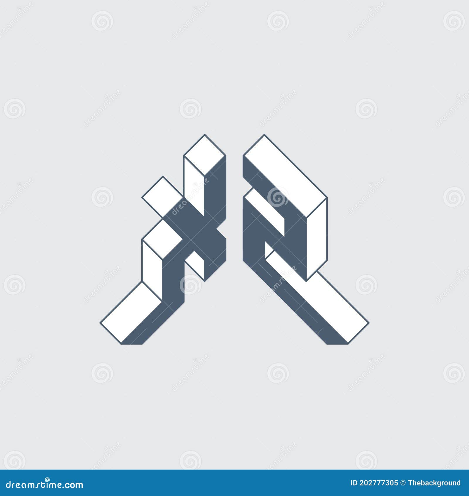 X2 - Monogram or Logotype. Isometric 3d Font for Design. Three ...
