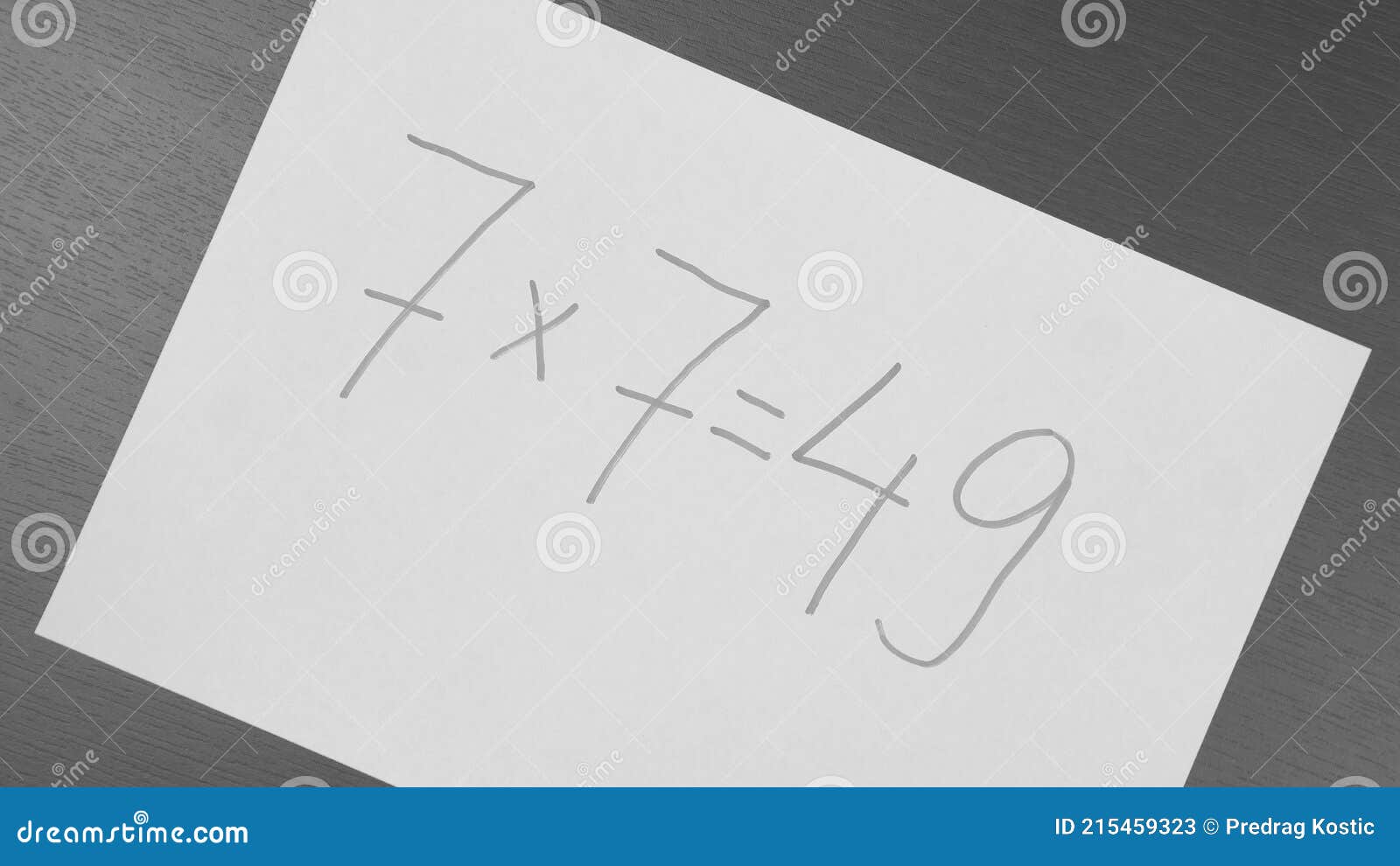 7x7 = 49. stock image. Image of handwriting, mathematics - 215459323