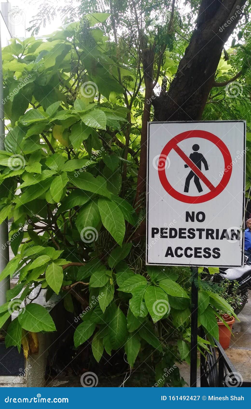 No Pedestrian Access Sing Board on Corporate Buildings Stock Image ...