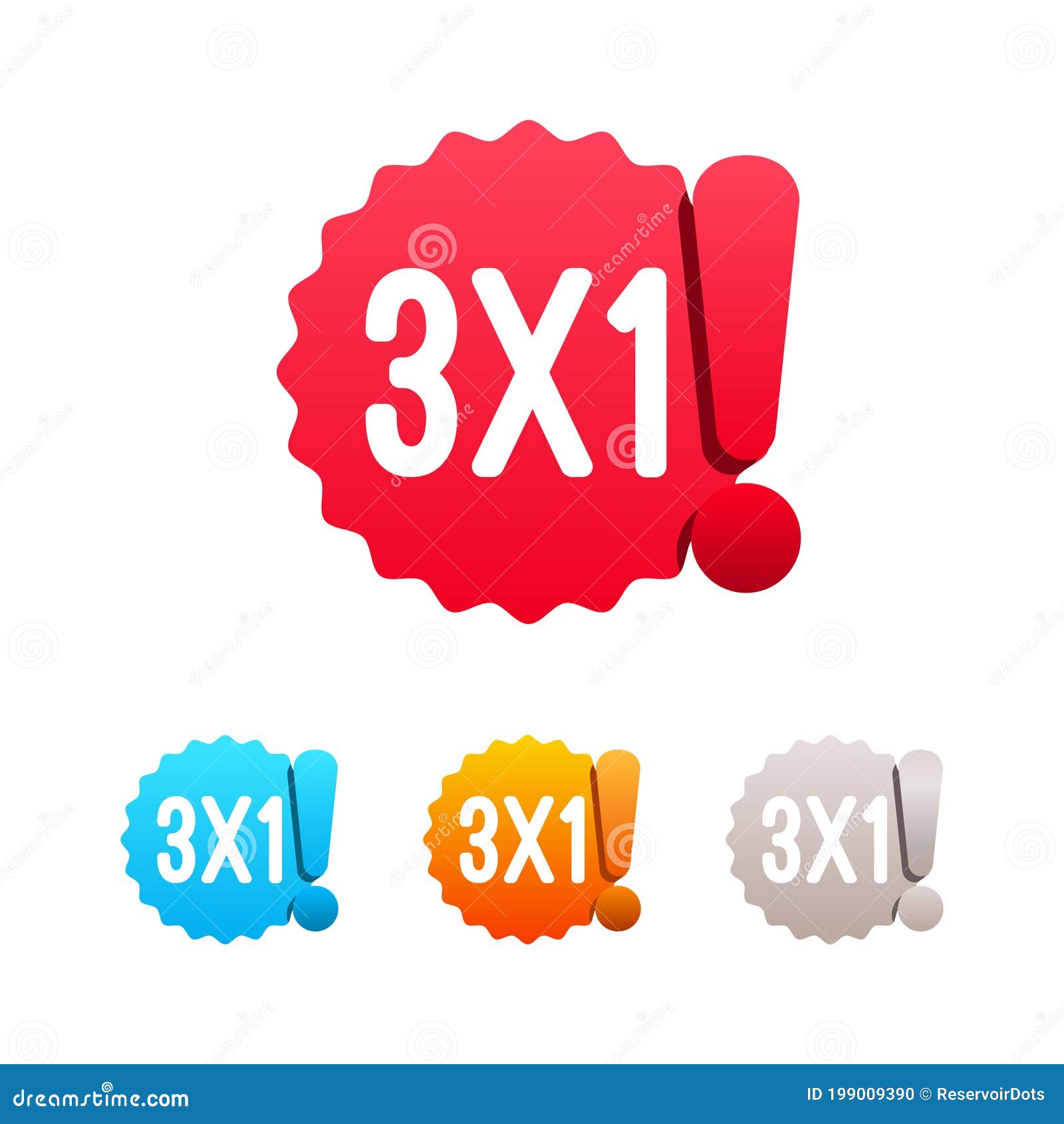 3x1 Offer Labels stock vector. Illustration of stars - 199009390