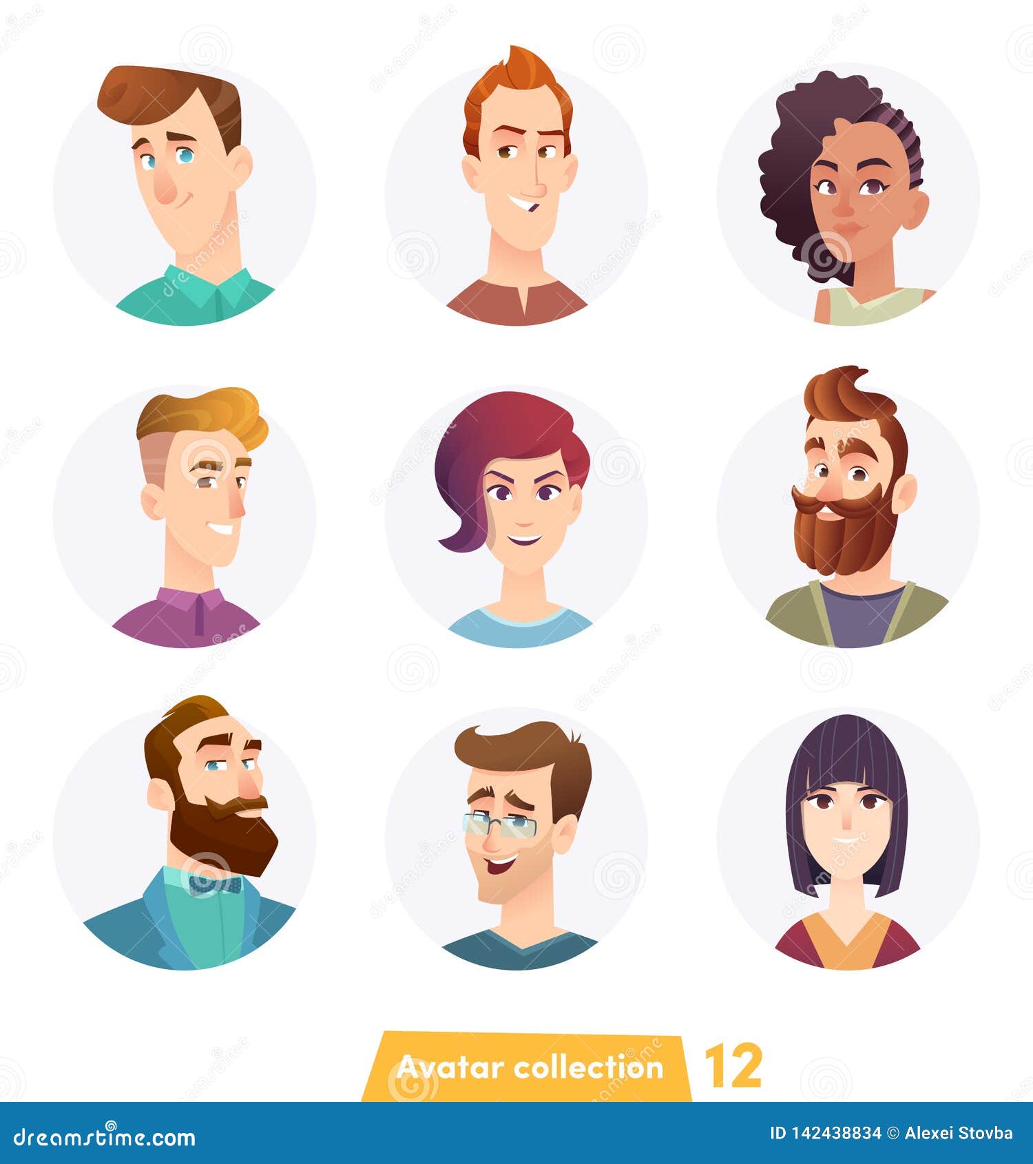 Cheerful People Avatar Collection. User Faces. Trendy Modern Style ...