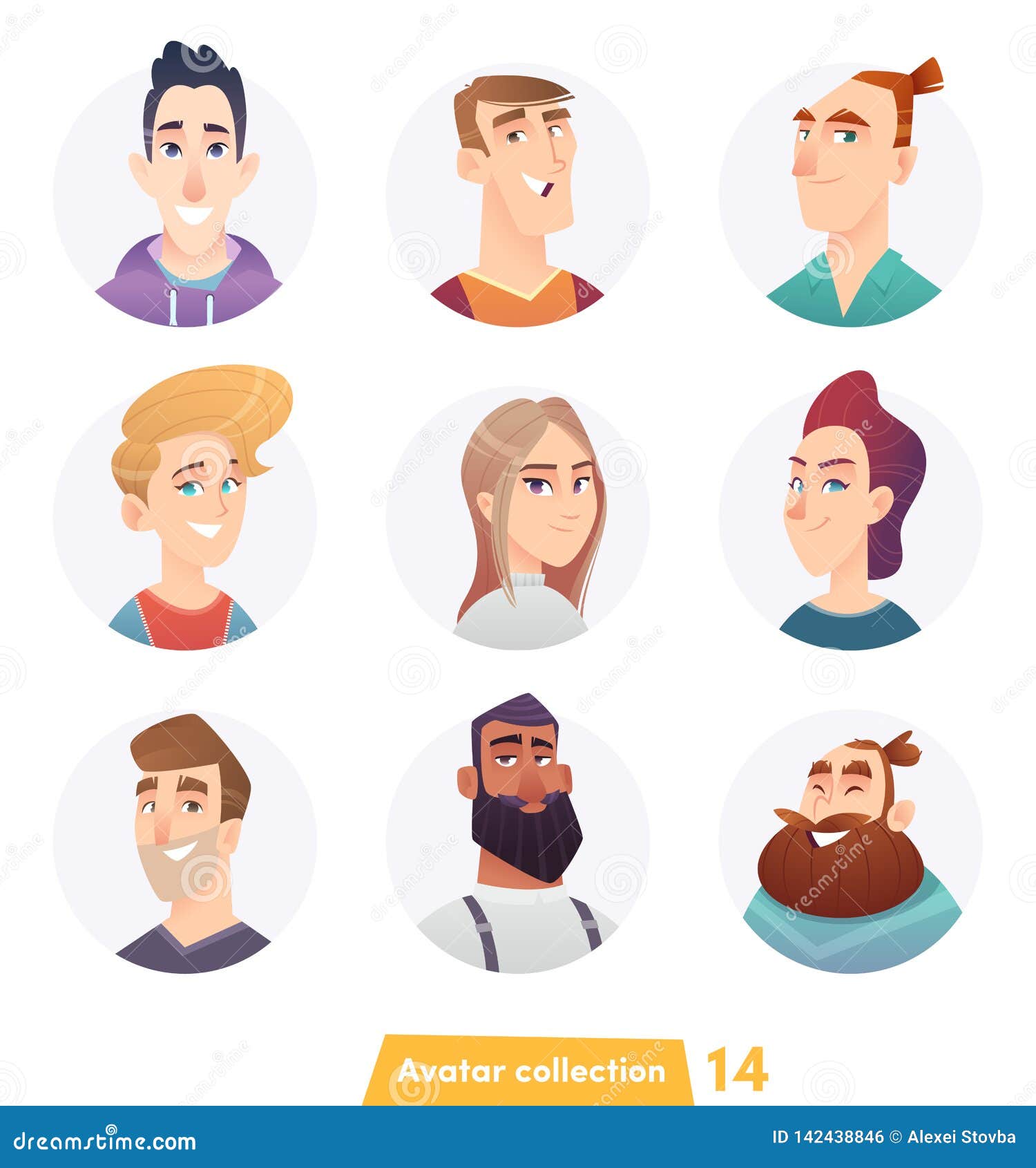 Cheerful People Avatar Collection. User Faces. Trendy Modern Style ...