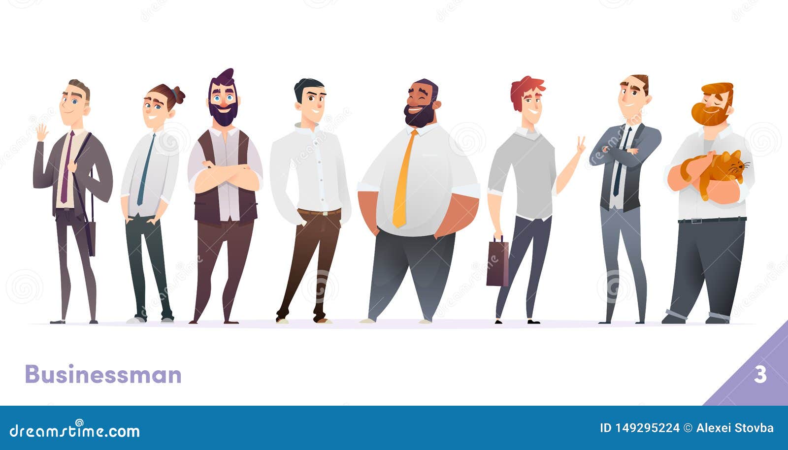 Businessman or People Character Design Collection. Modern Cartoon Flat ...