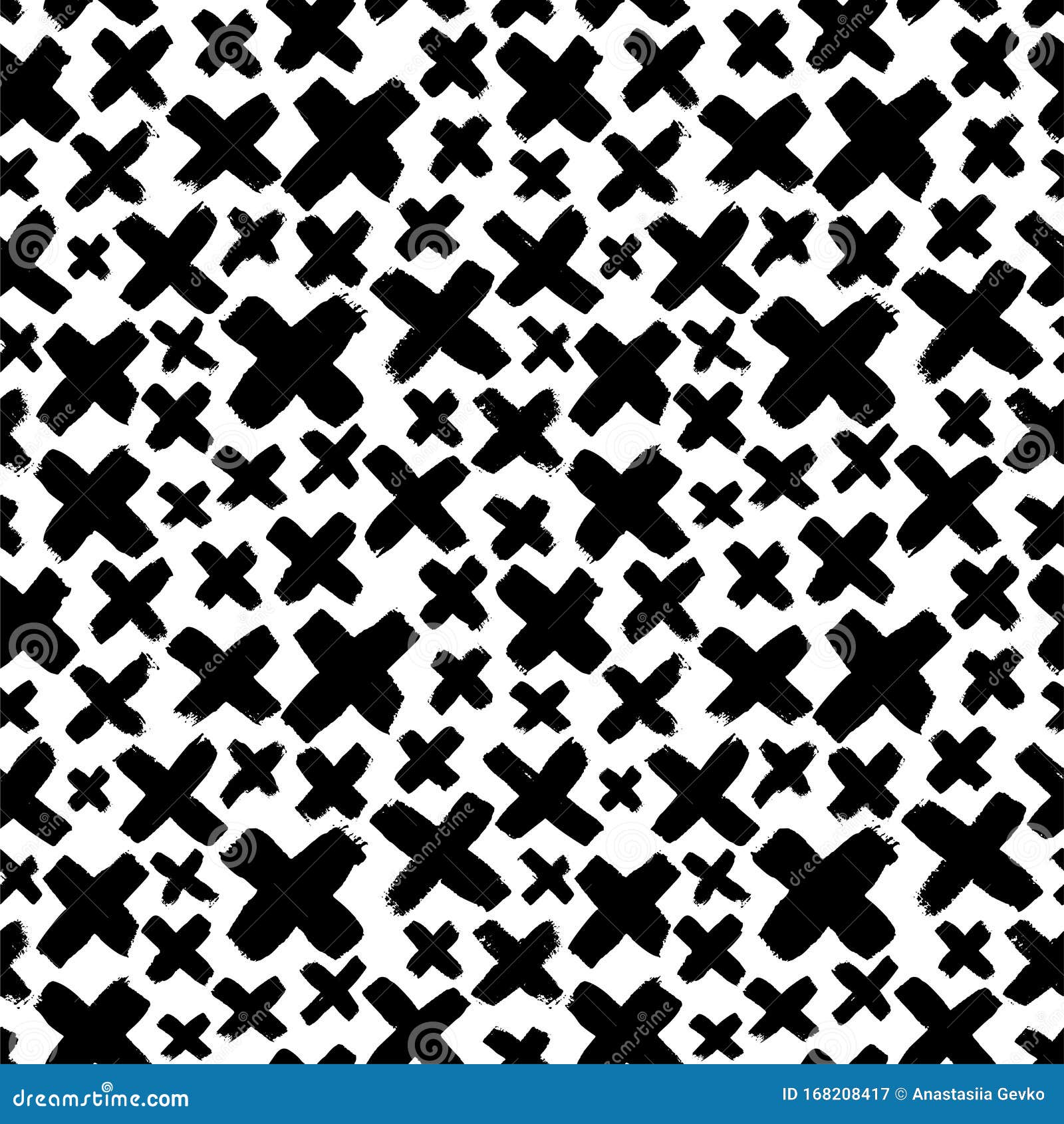 X Pattern Vector Seamless Background. Black and White Grunge Texture ...