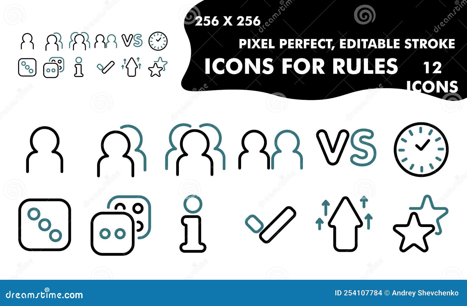 256x256 Pixel Perfect, Editable Stroke, 12 Pieces, Line Icons for Board ...