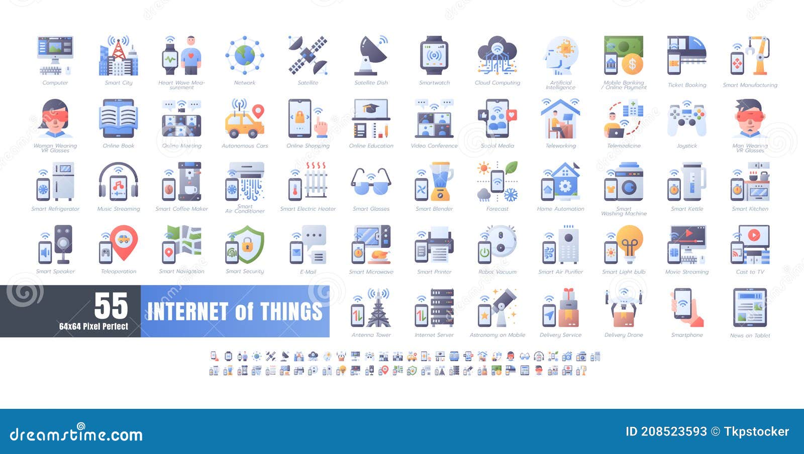 64x64 Pixel Perfect. Internet of Things IOT. Flat Gradient Color Icons ...