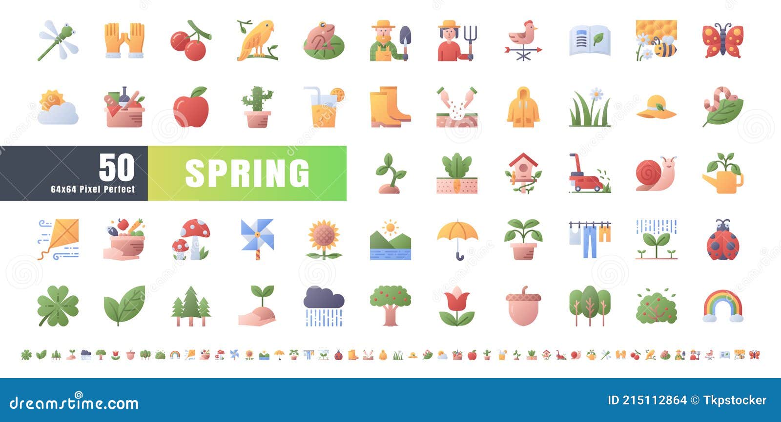 64x64 Pixel Perfect. Spring Season. Flat Gradient Color Icons Vector ...