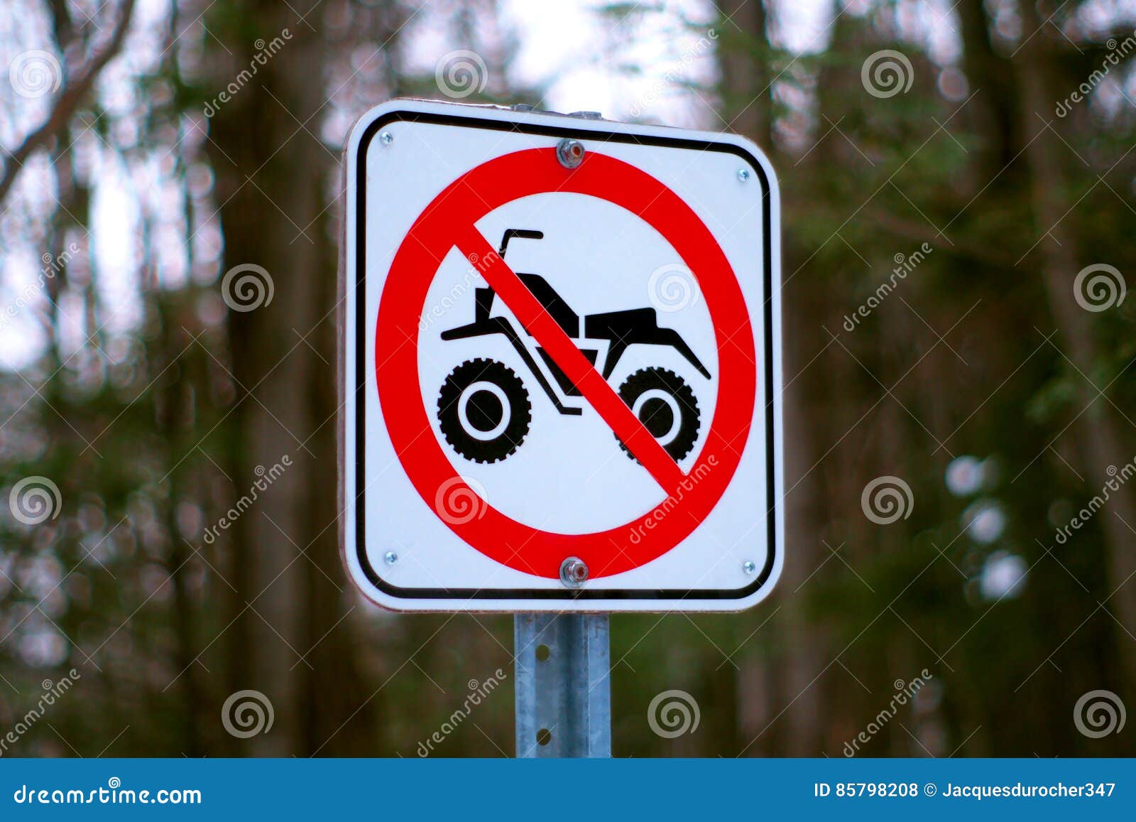 4x4 Prohibited No Quad in Trail Forest Path Sign Stock Photo - Image of ...