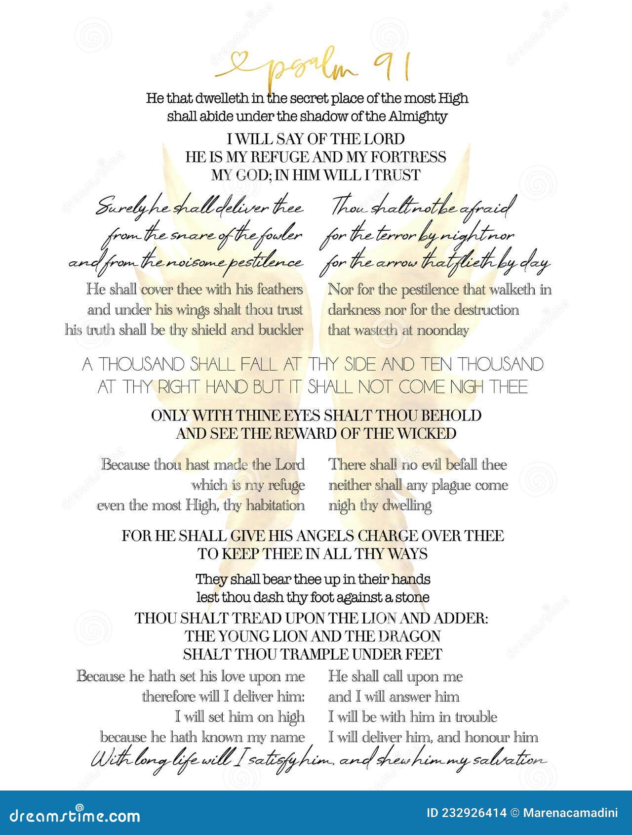 Psalm 91 Typography Illustration Stock Illustration - Illustration of ...