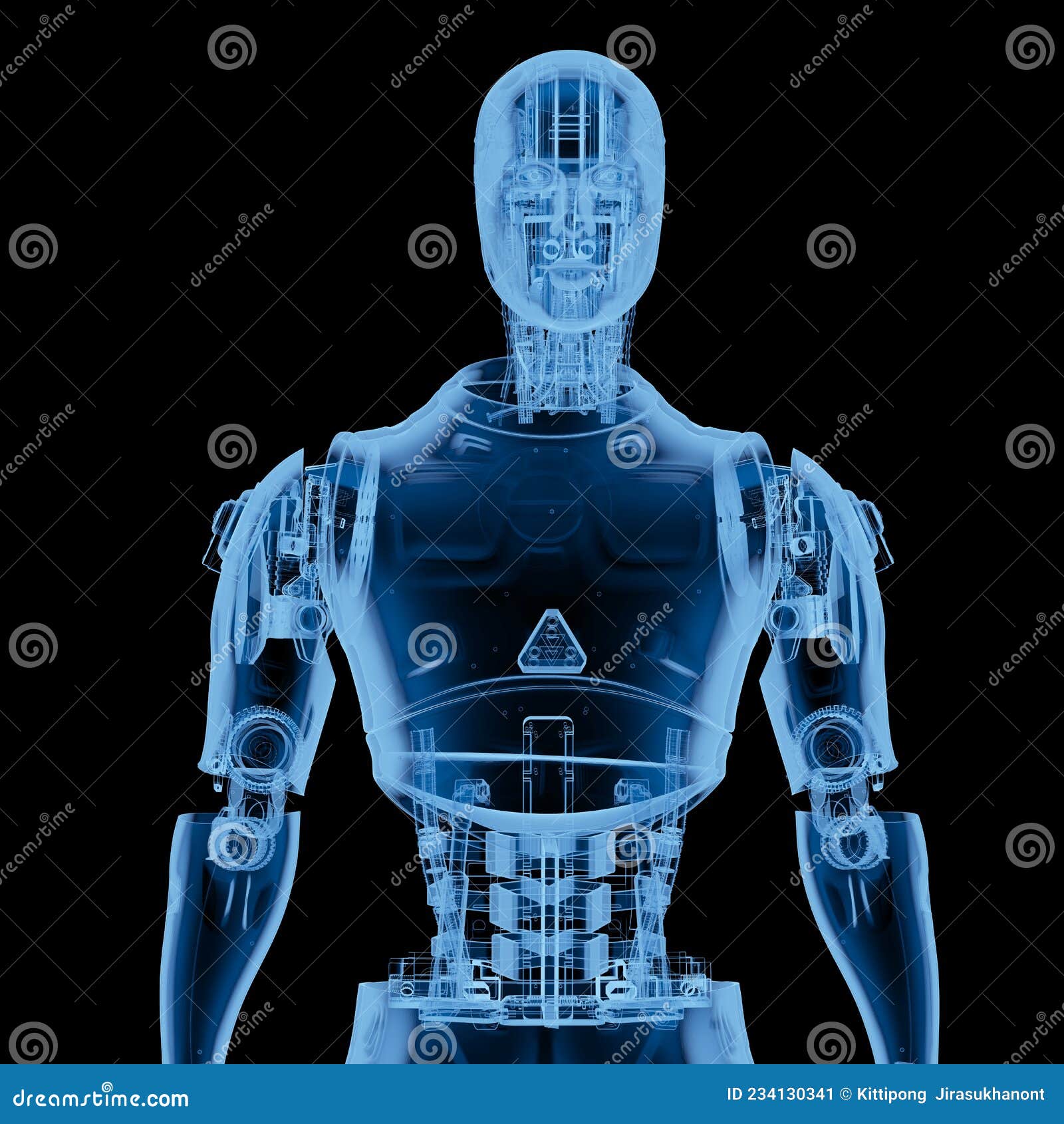 X-ray Artificial Intelligence Robot or Cyborg Stock Illustration ...