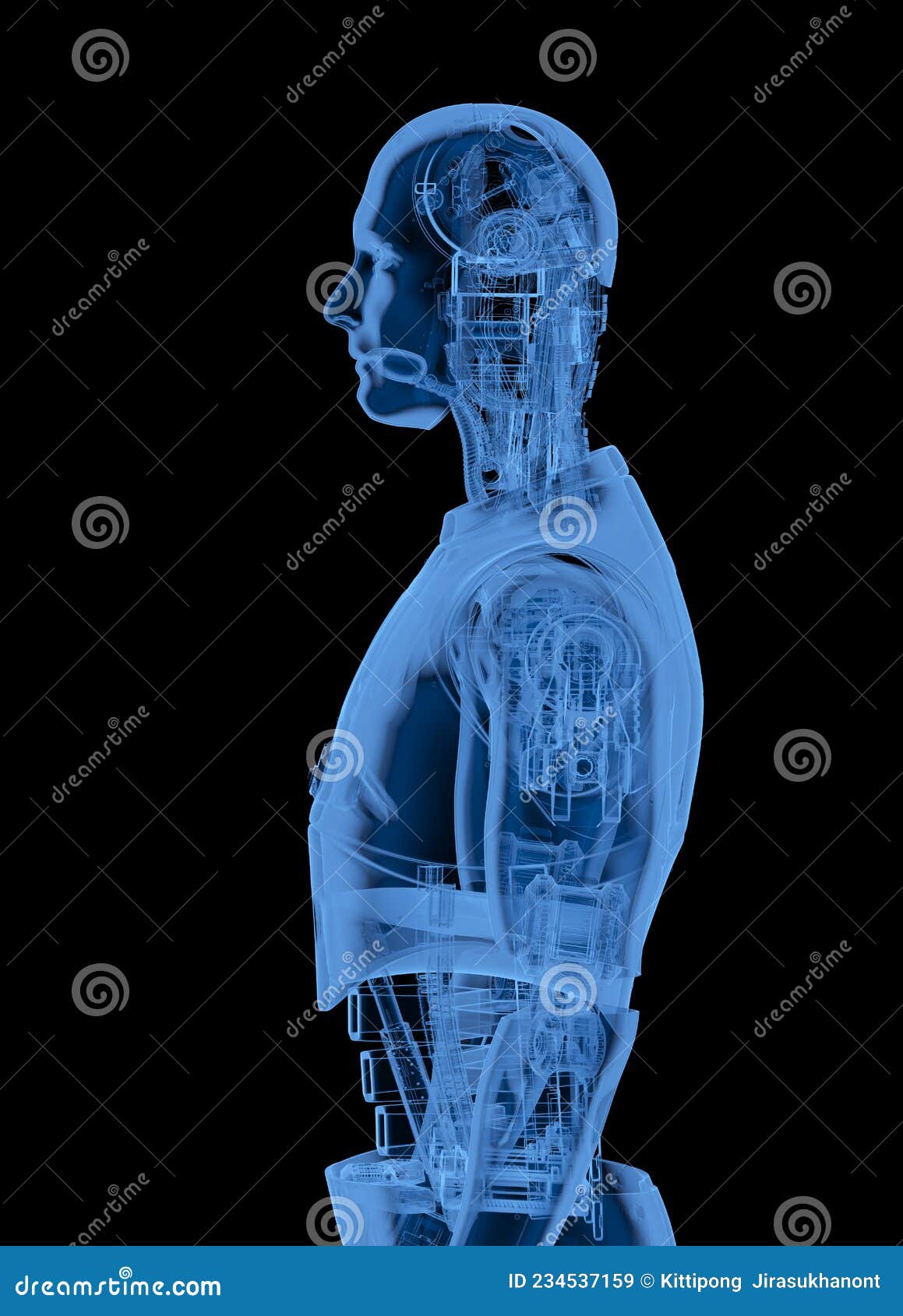 X-ray Artificial Intelligence Robot or Cyborg Stock Illustration ...