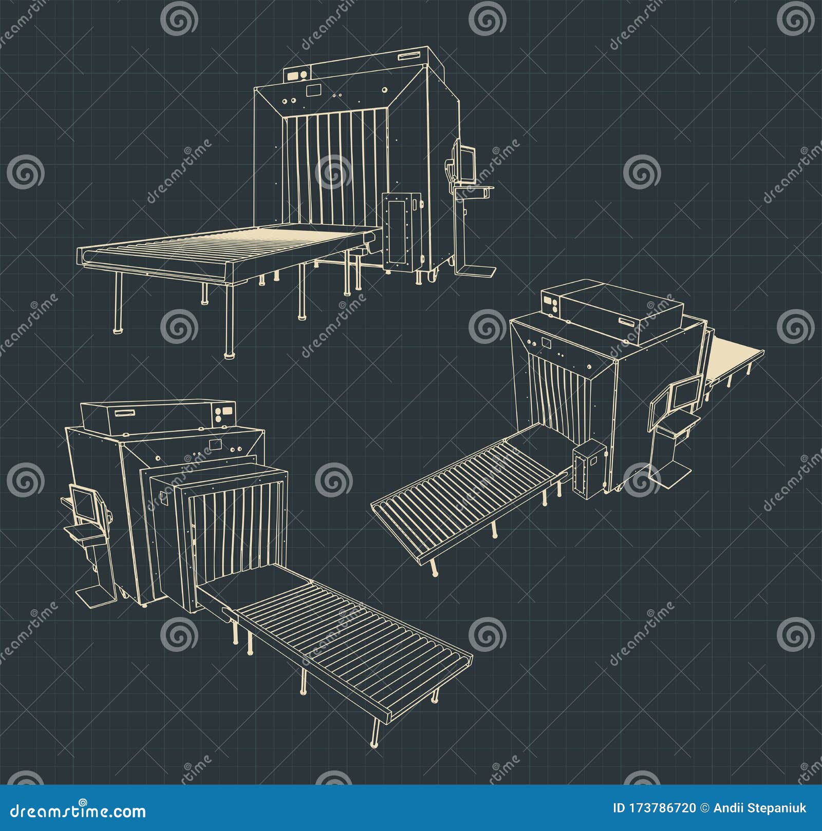 X-Ray Baggage Scanner Blueprints Stock Vector - Illustration of inspect ...